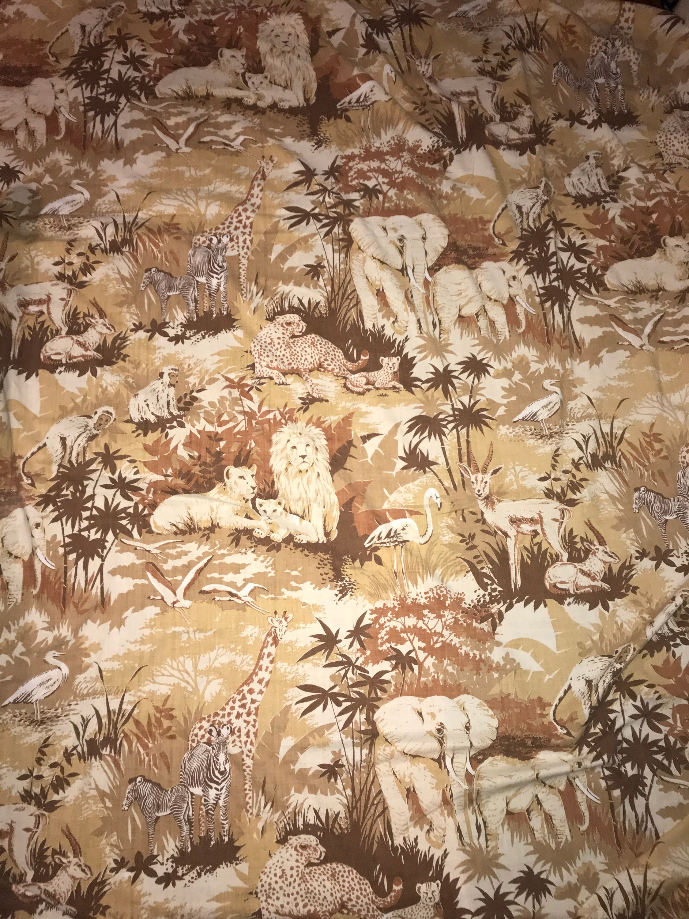 Vintage Safari Flat Sheet and Pillowcases. Jungle Bed Sheet. Lions ...