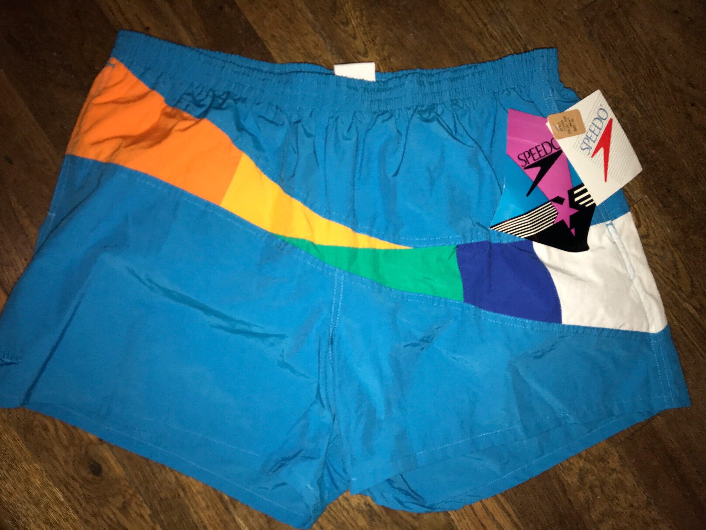 Vintage NWT Speedo Swim Trunks. 1980’s Bright Blue Colorful Speedo Swim ...