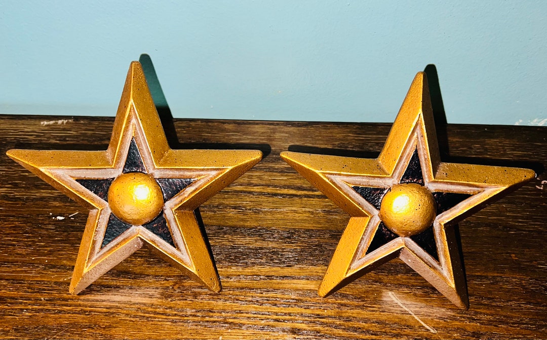 Vintage Gold Star Curtain Tie Backs. Curtain Holders, Wall Decor. Set ...