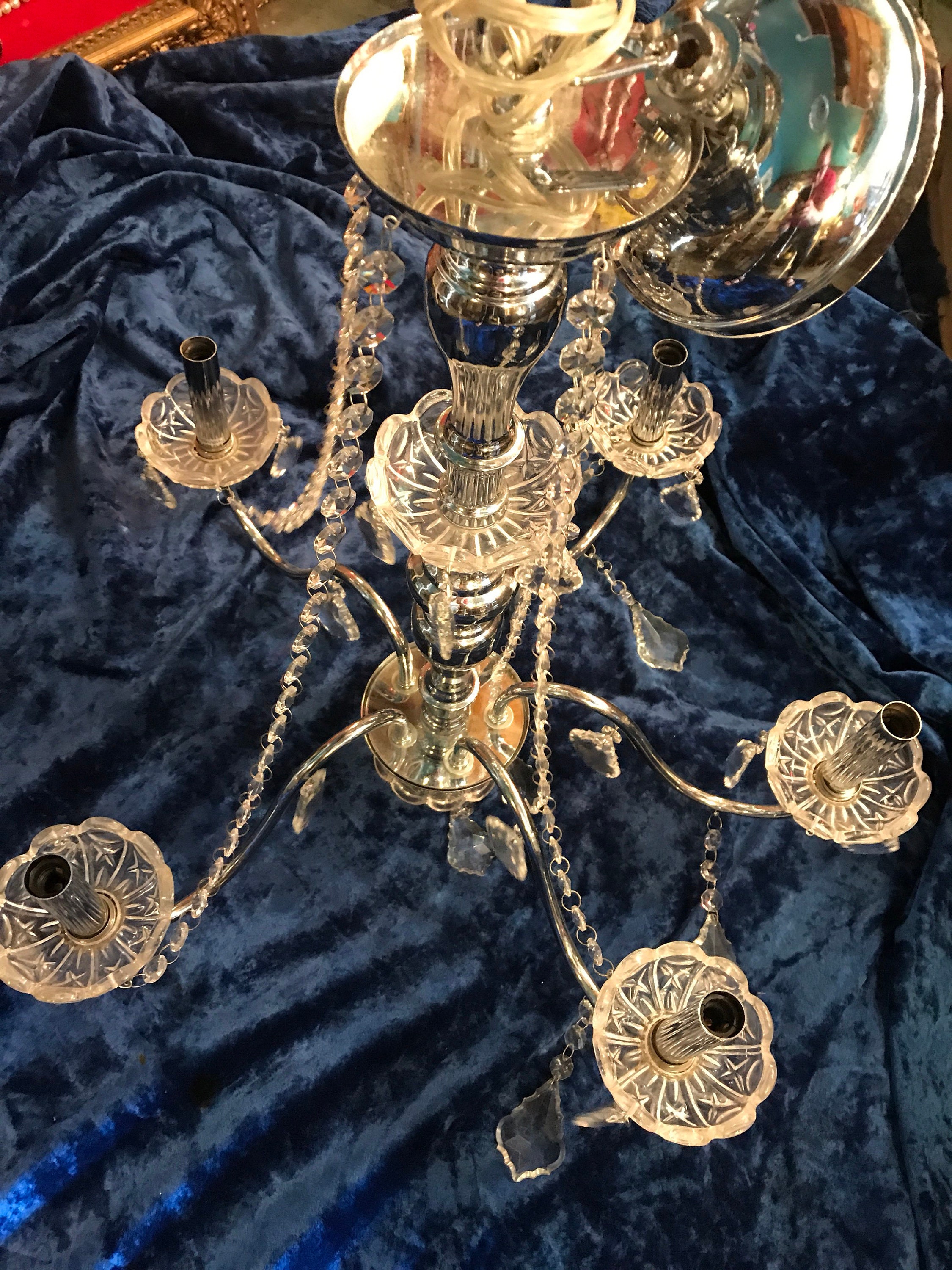 Vintage Crystal Chandelier. 1990's Crystal and Chandelier. 90's Light ...