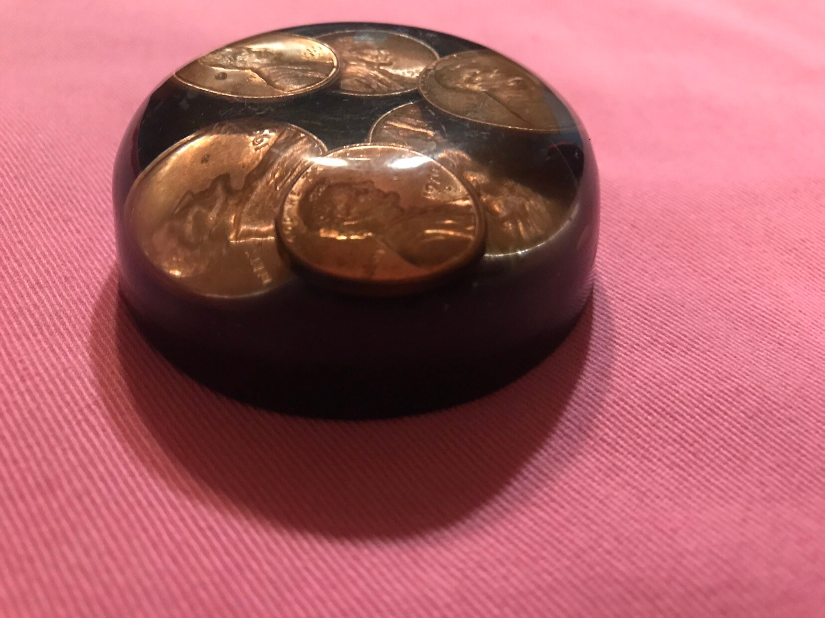 Vintage Lucite Coin Paper Weight. Vintage Penny Paperweight. Lucite ...