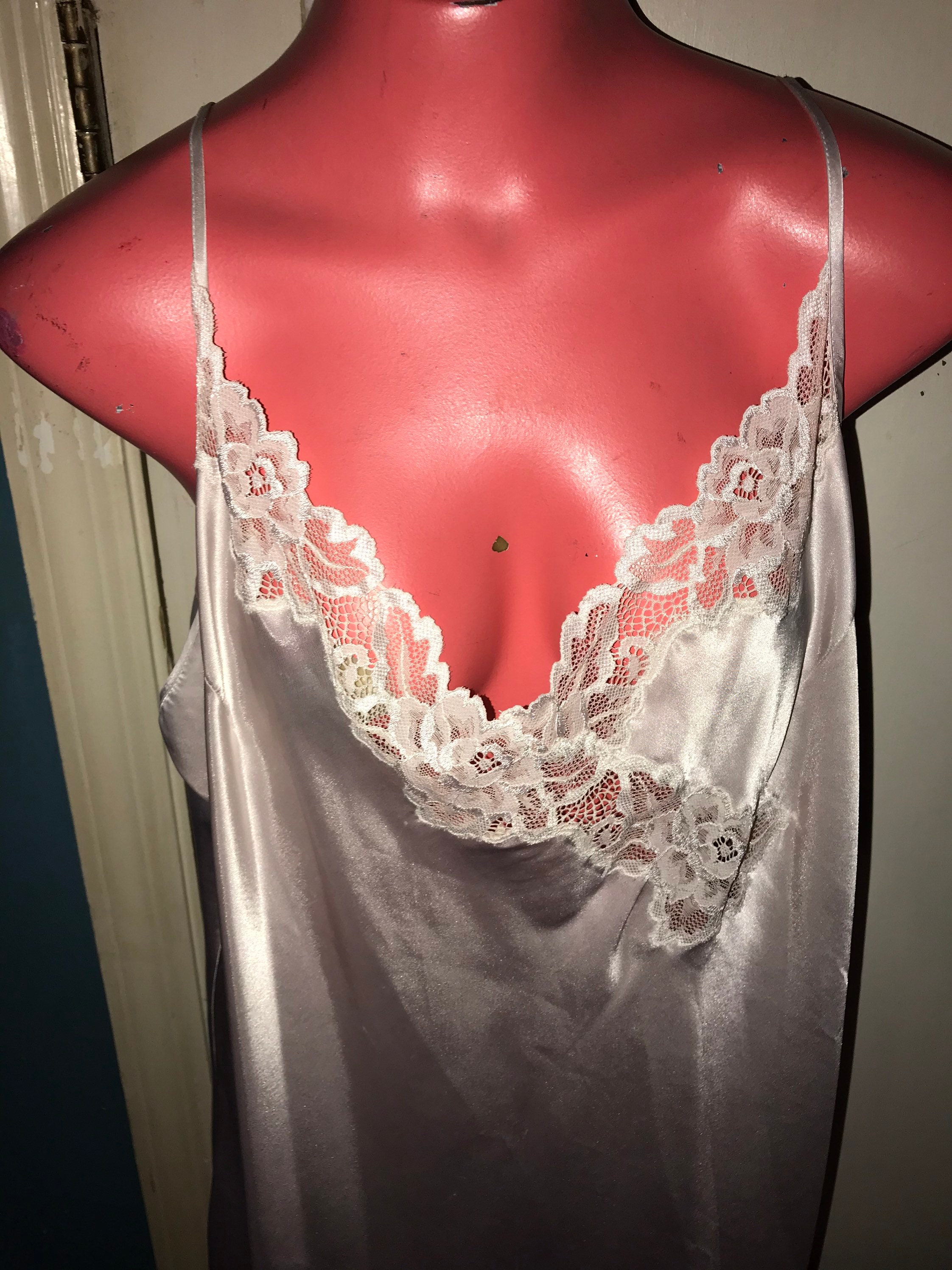 Vintage Halston Silver/Gray Satin Robe and Nightgown. Halston Plus Size ...