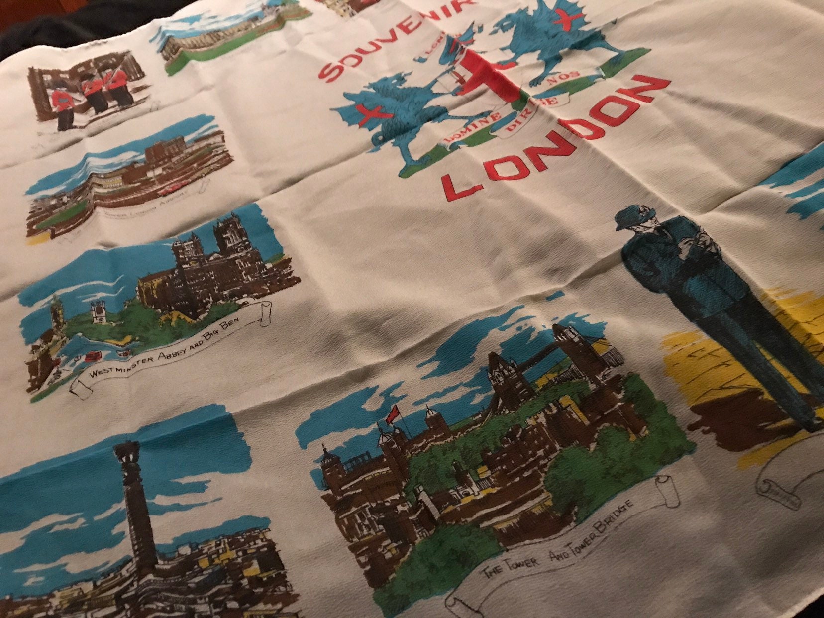 Vintage London Scarf. Souvenir of London London Scarf.