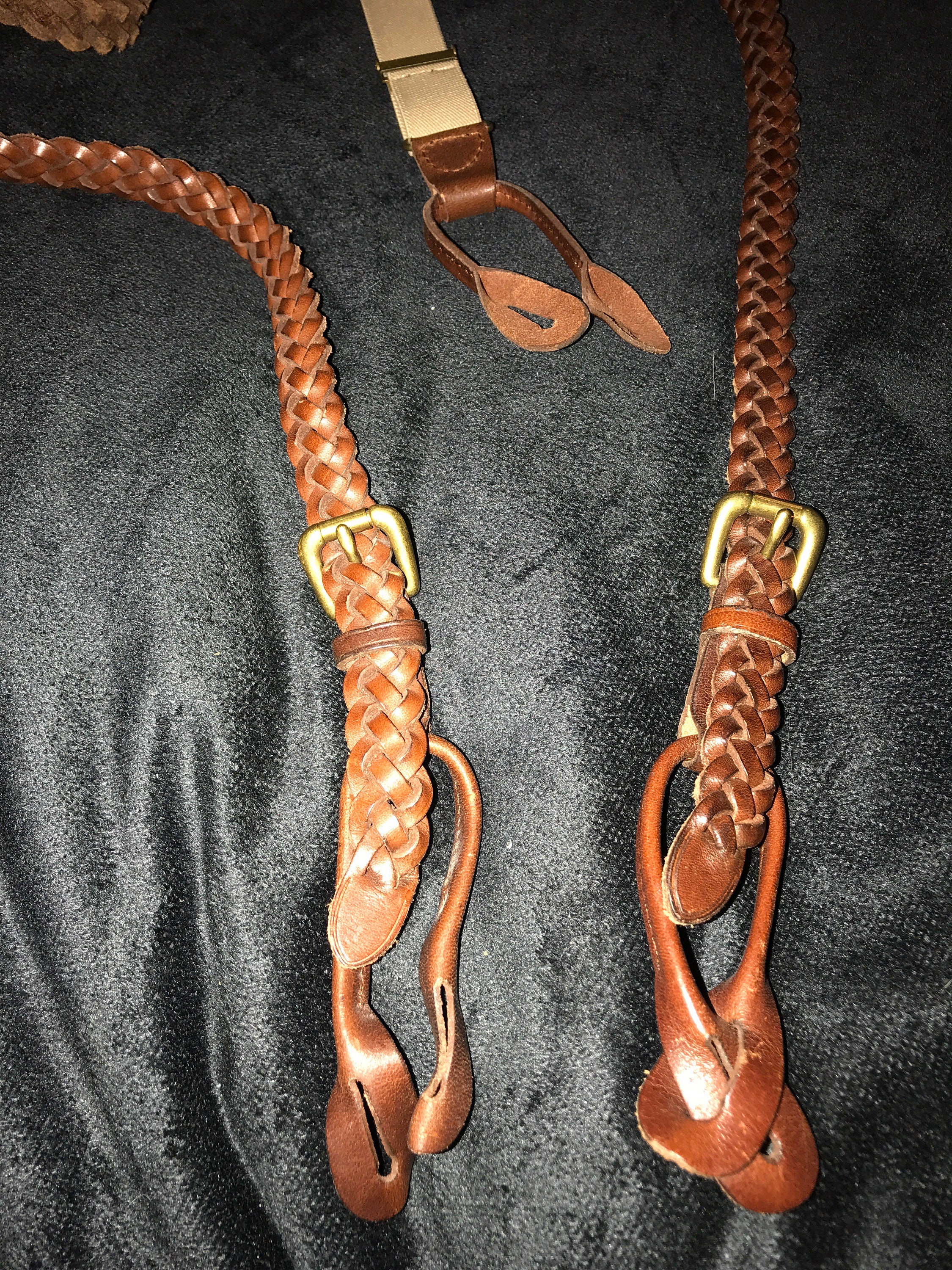 Vintage Braided Leather Suspenders. Leather Suspenders. Mens Suspenders ...
