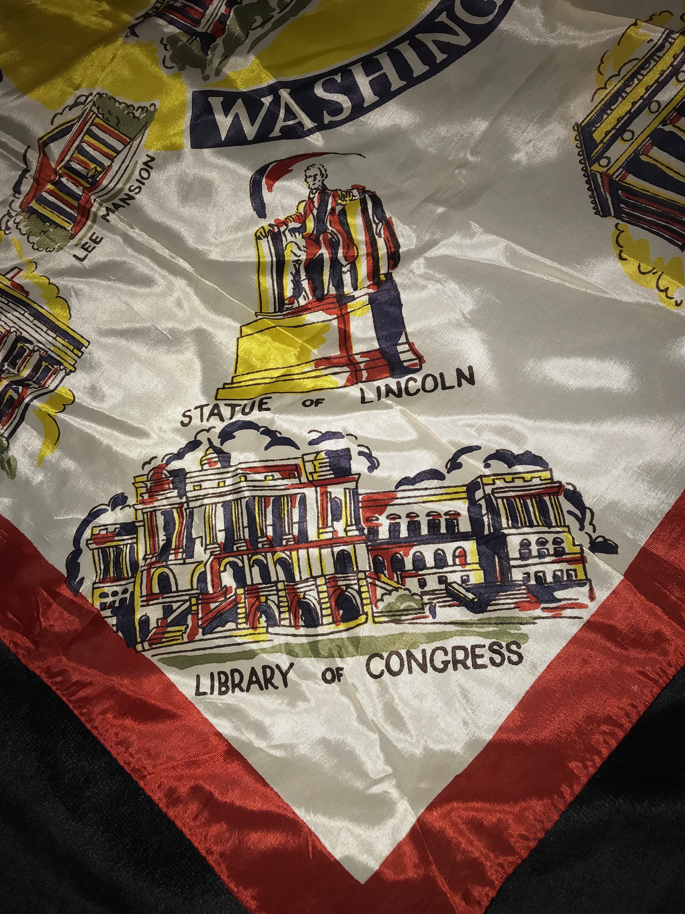 Vintage Washington DC Scarf. Washington DC Souvenir. Large Satin ...