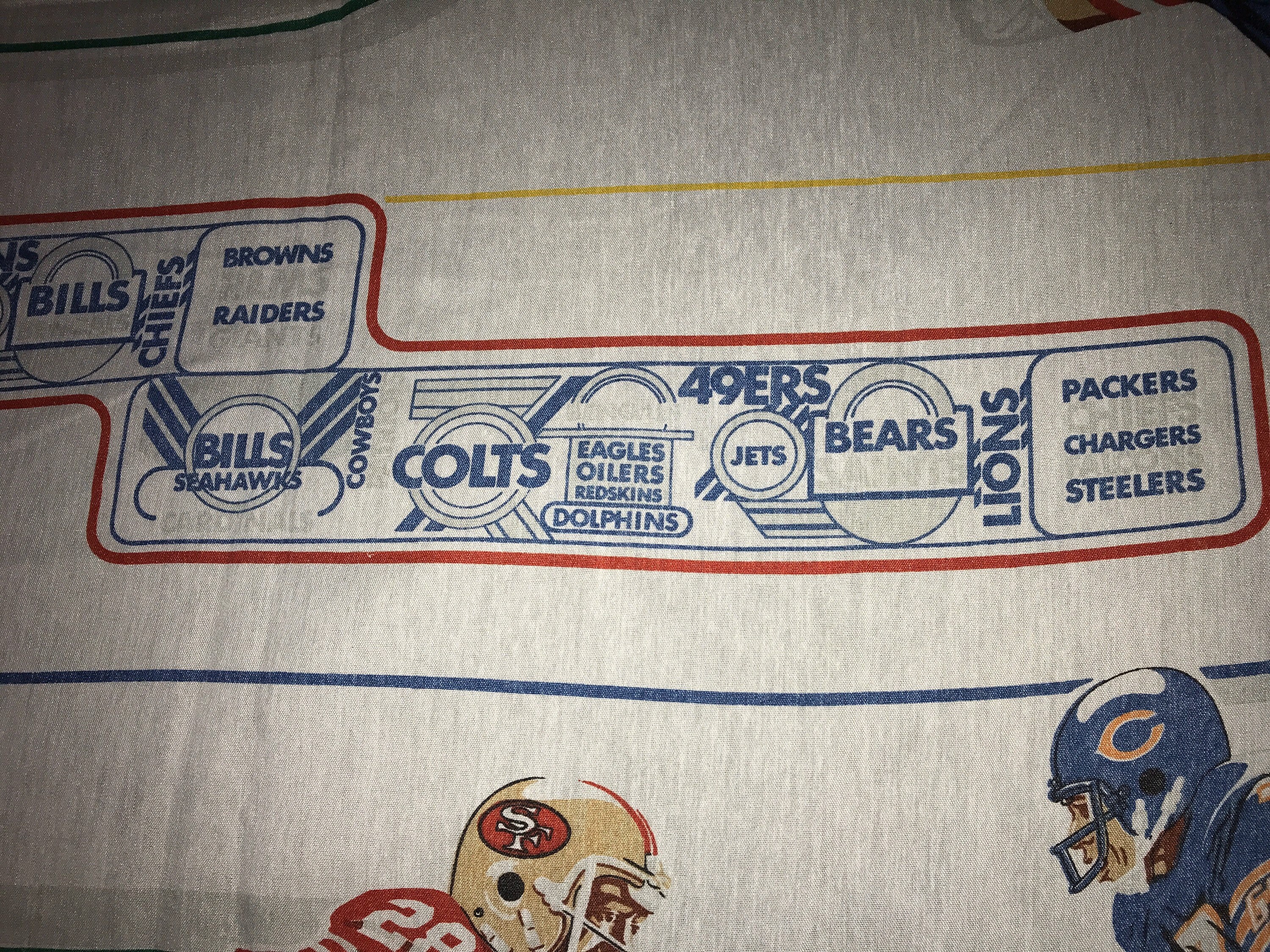 Vintage 1980’s NFL Flat Sheet. NFL Twin Size Flat Bedsheet. Football ...
