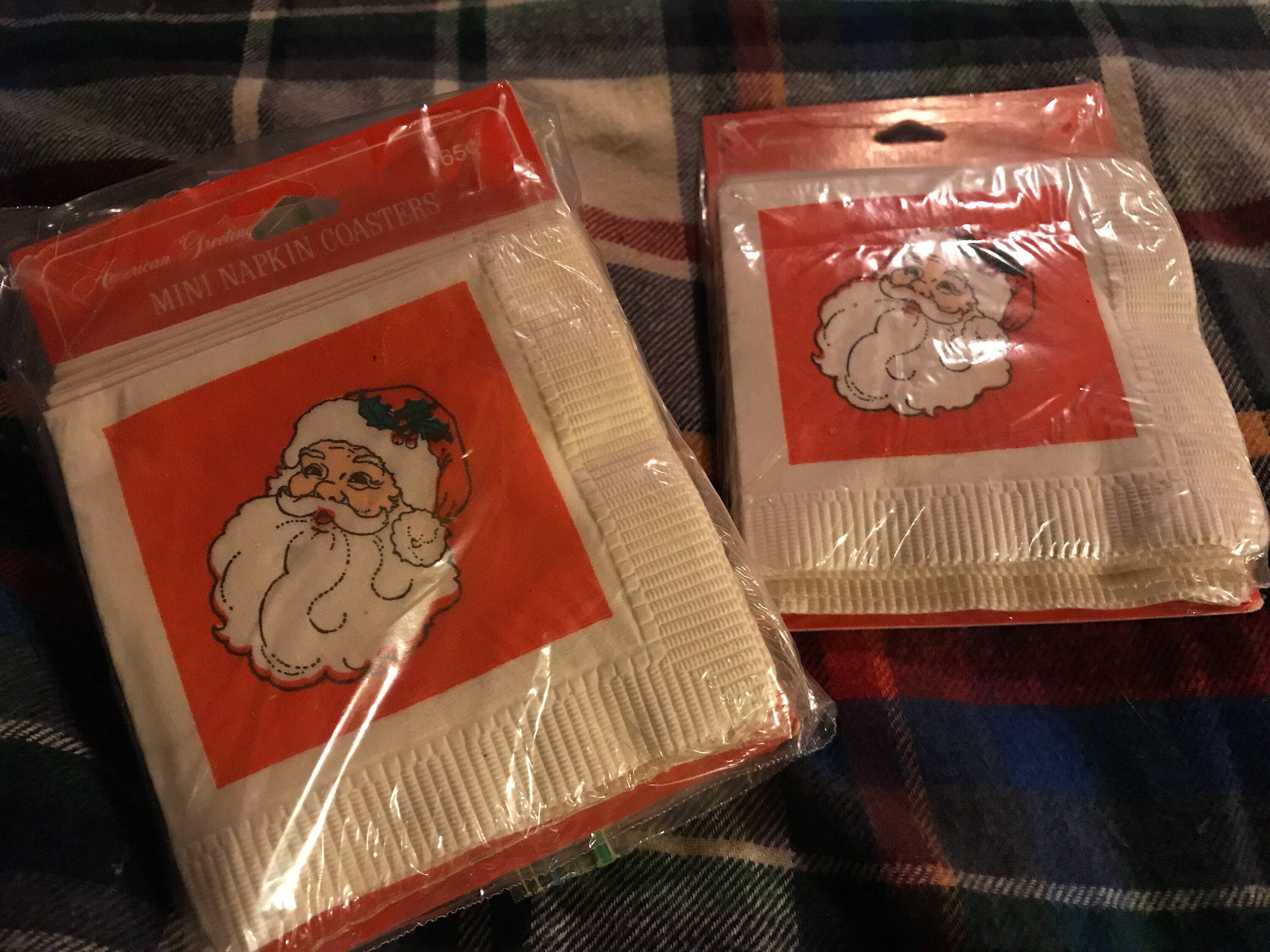 Vintage Santa Claus Paper Christmas Napkin Coasters. Vintage Christmas ...