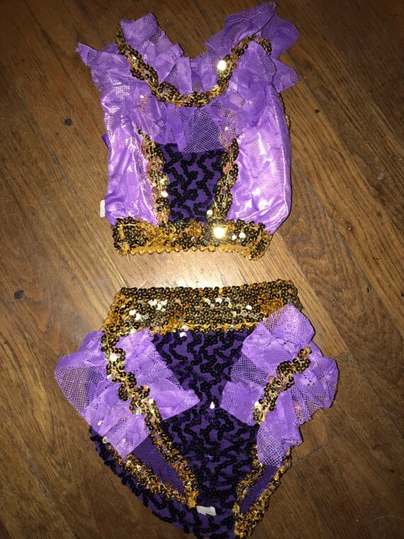 Vintage 1960’s Sequin Purple and Gold Tap Costume. Ad… - Gem