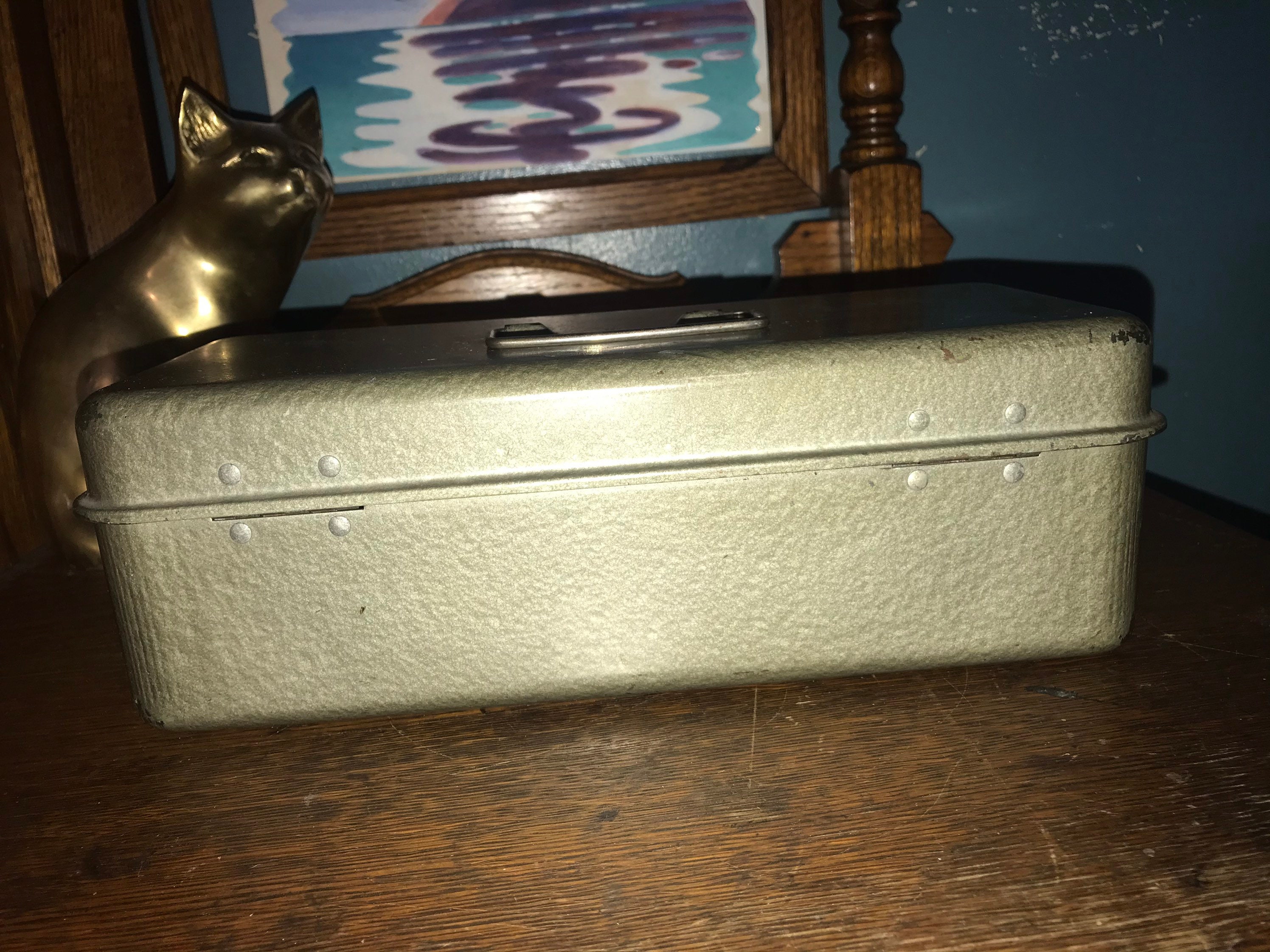 Vintage Swanco Metal Tool Box. Gray Metal Tool Box. Metal Storage Box ...