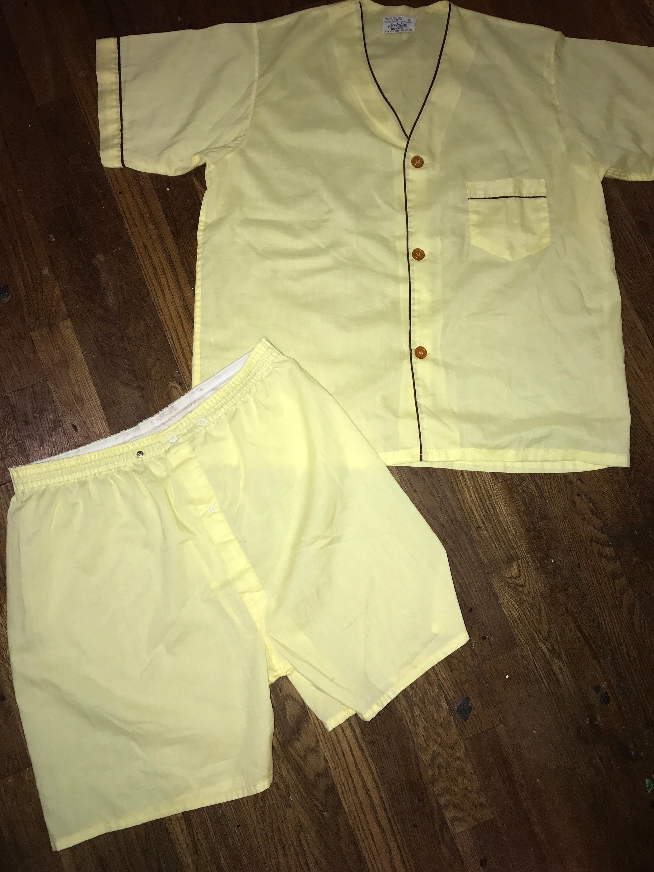 Vintage Men’s Archdale Pajamas. Men’s Short Pajamas. Yellow Archdale ...