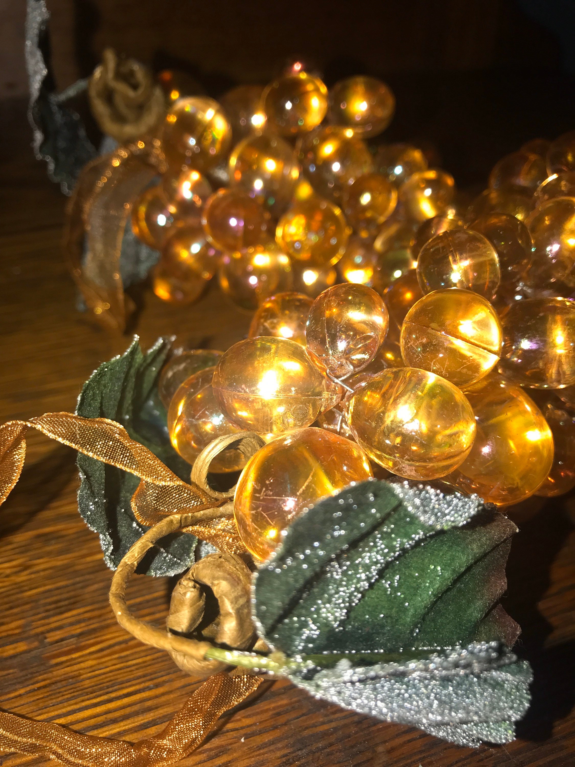 Vintage Plastic Grapes. Beaded Grape Ornaments. Plastic Golden Orange ...