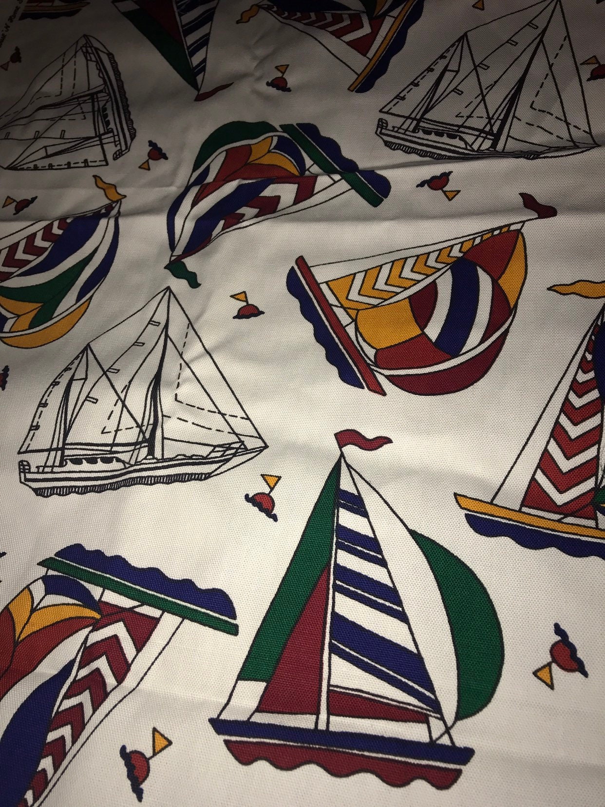 Vintage Fabric. Sailboat Fabric. Vintage House N Home Fabrics. Sailing ...