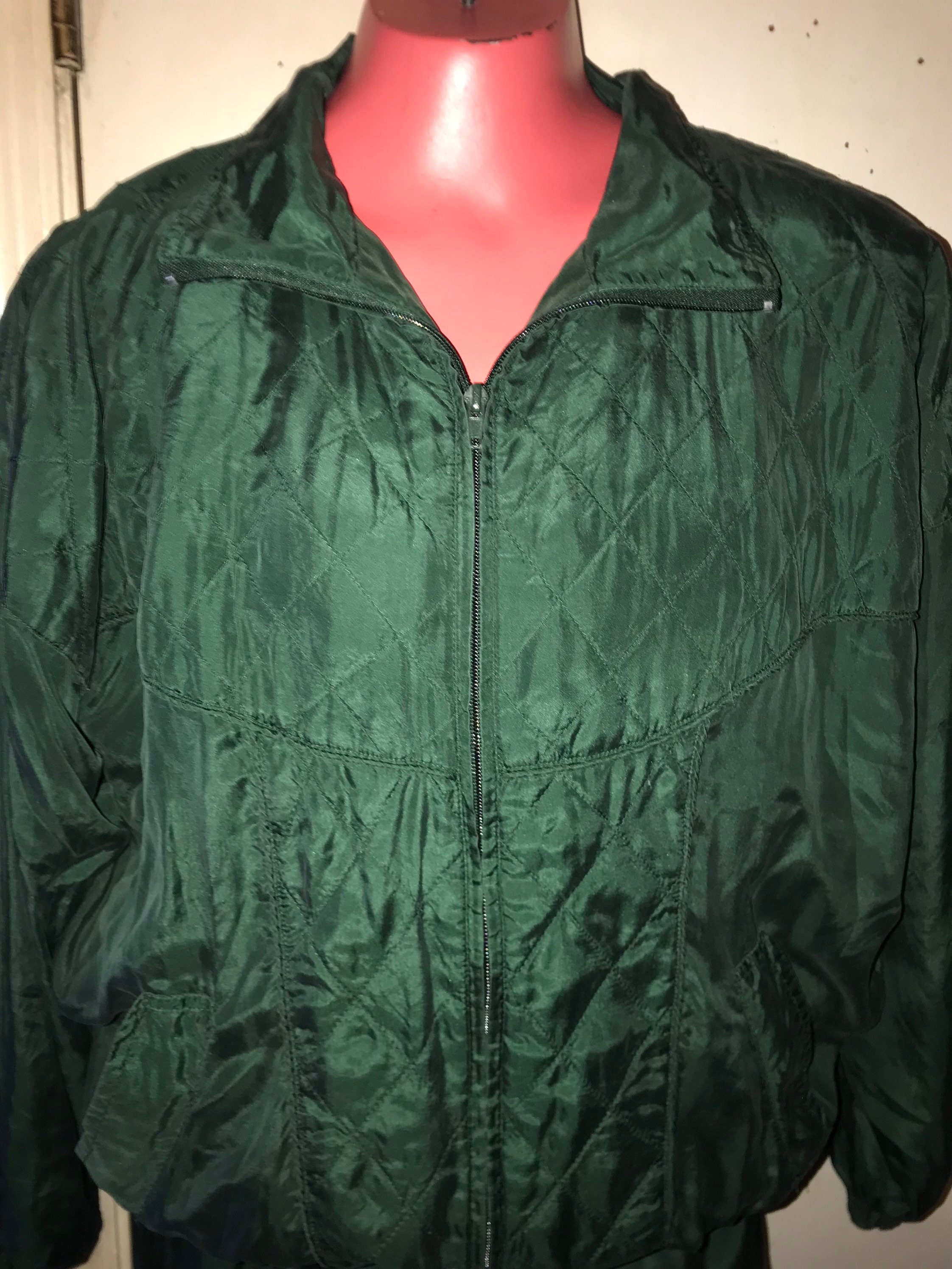 Vintage Green Silk Windbreaker Track Suit. Windbreaker. Hunter Green ...