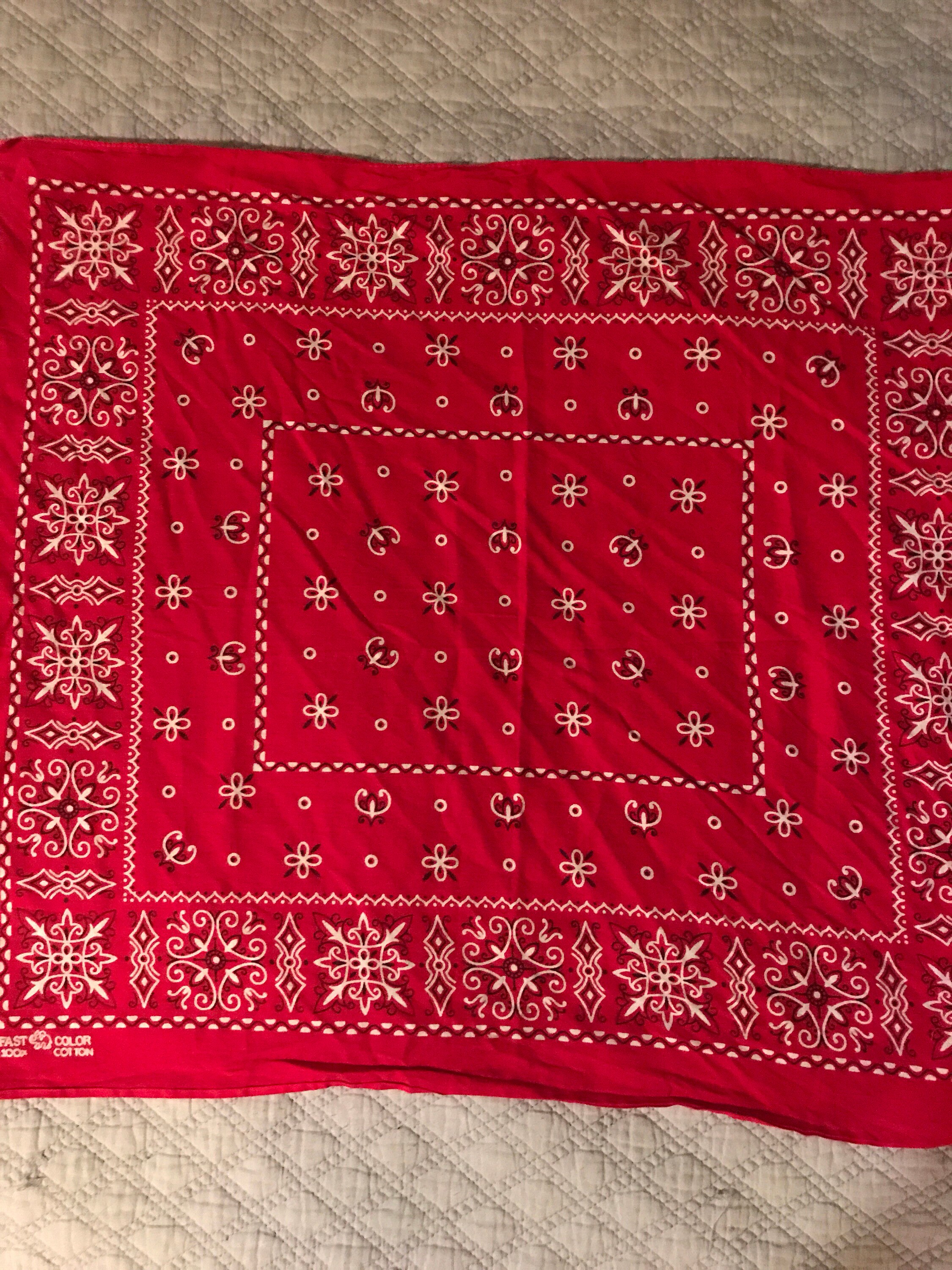 Vintage Bandana. Red Bandana. Vintage Fast Color Bandana. 80s Red ...