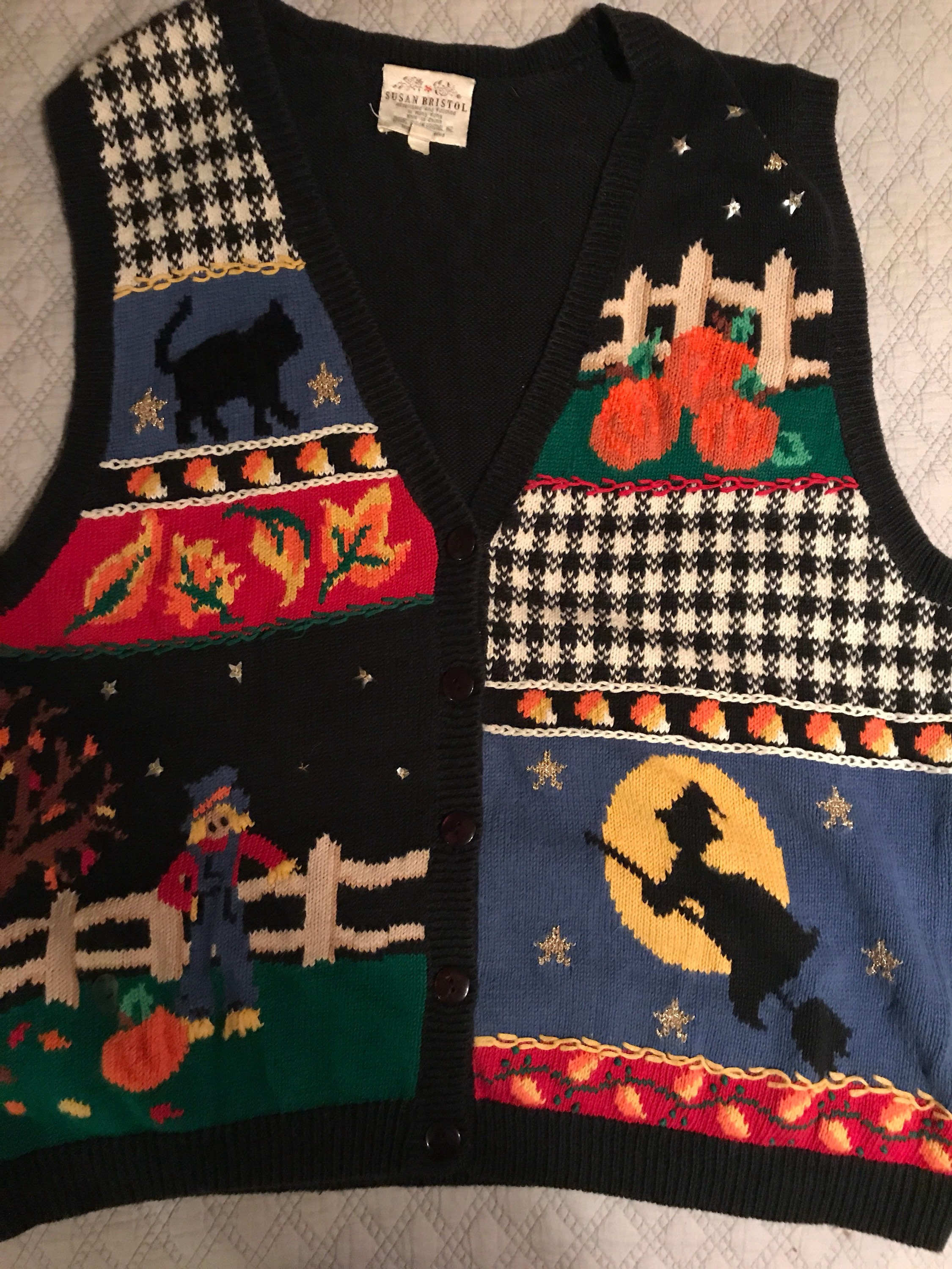 Vintage Fall Sweater. Ugly Fall Sweater Vest. Halloween Sweater Vest ...