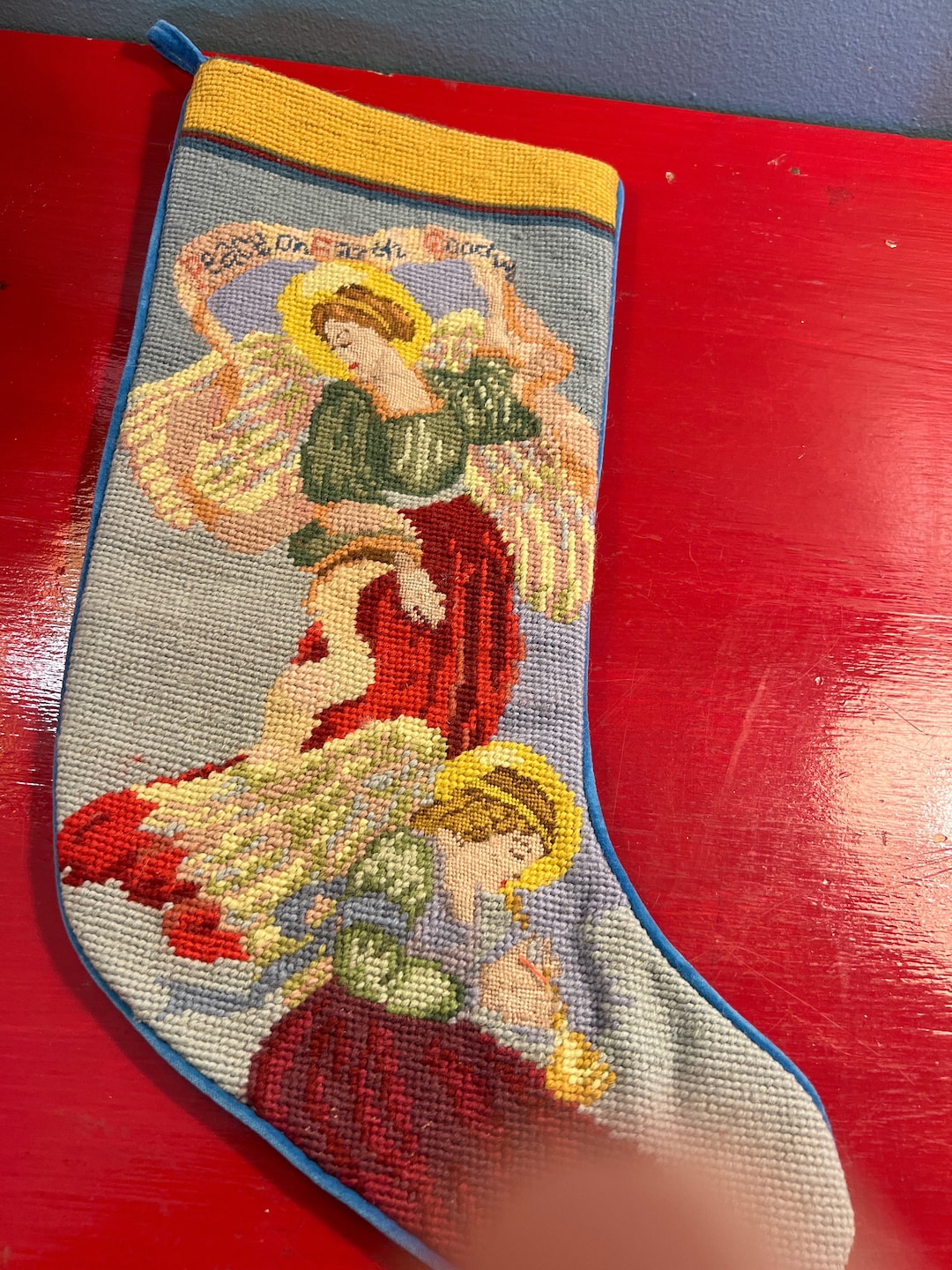 Vintage Needlepoint Angel Christmas Stocking. Needlepoint - Etsy
