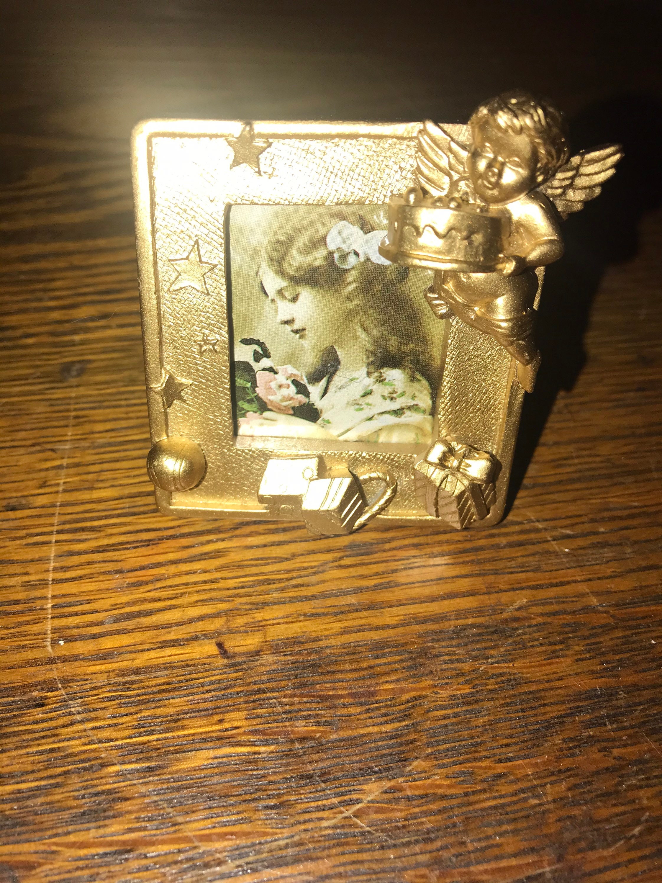 Vintage Tiny Gold Angel Frame. Vintage Teeny Tiny Gold Frame, Christmas ...