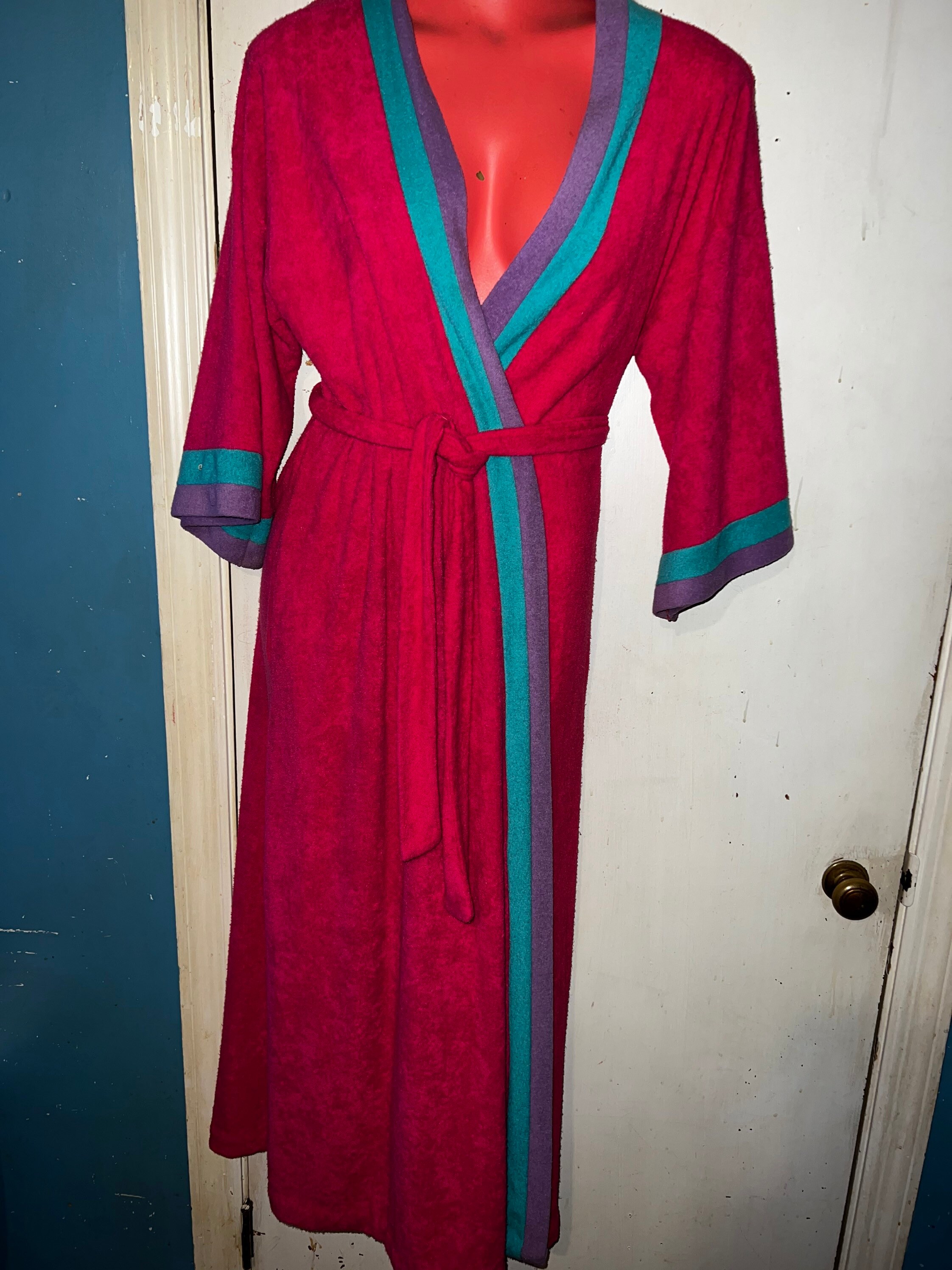 Vintage 1960’s Bright Pink Thin Terry Cloth Robe. Women’s Thin Terry ...