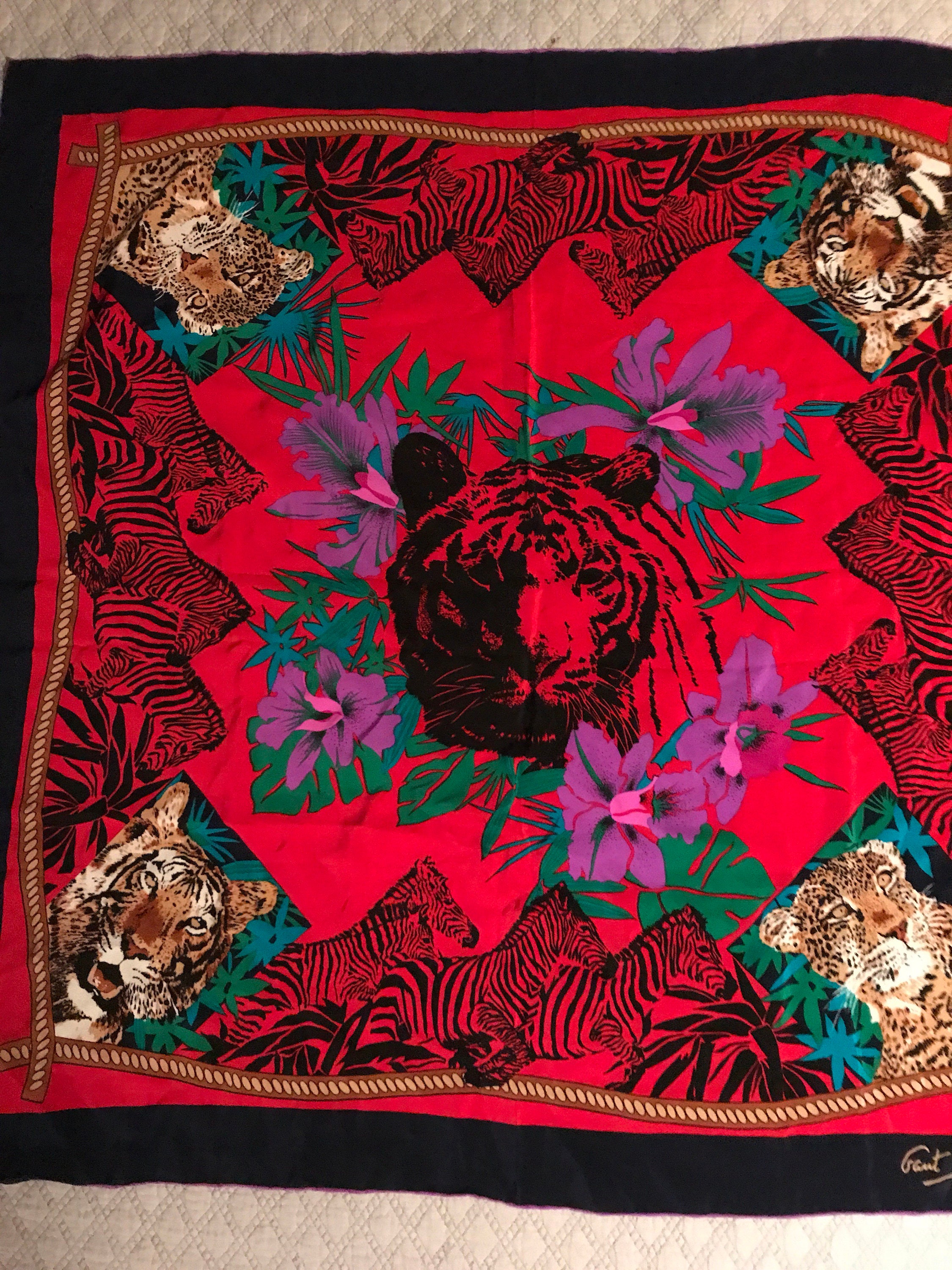 Vintage Scarf. Vintage Gant Gaither Scarf. Tiger Scarf. Gant Gaither.