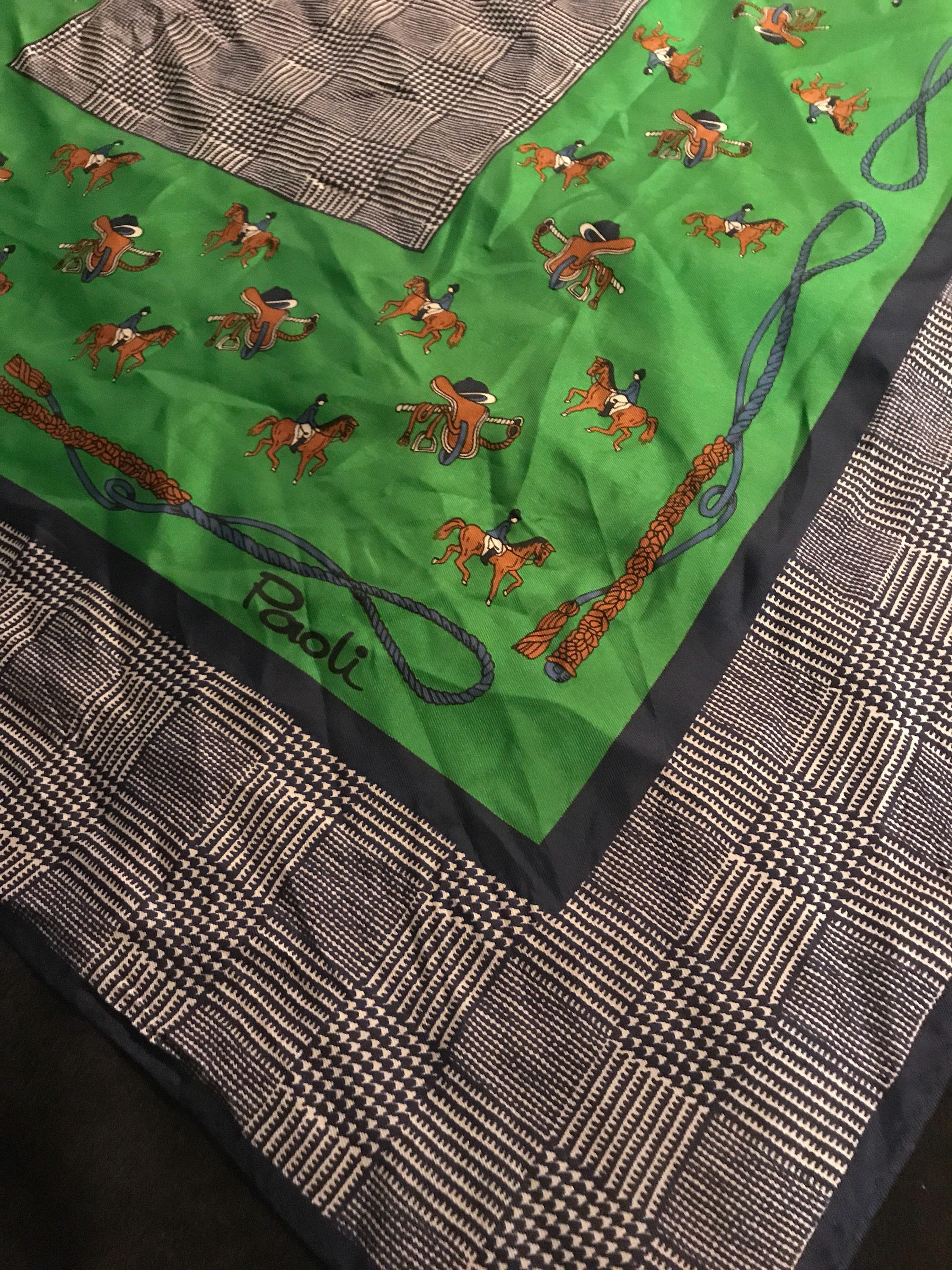 Vintage Scarf. Vintage Paoli Scarf. Horse Scarf. Paoli Horse Scarf.