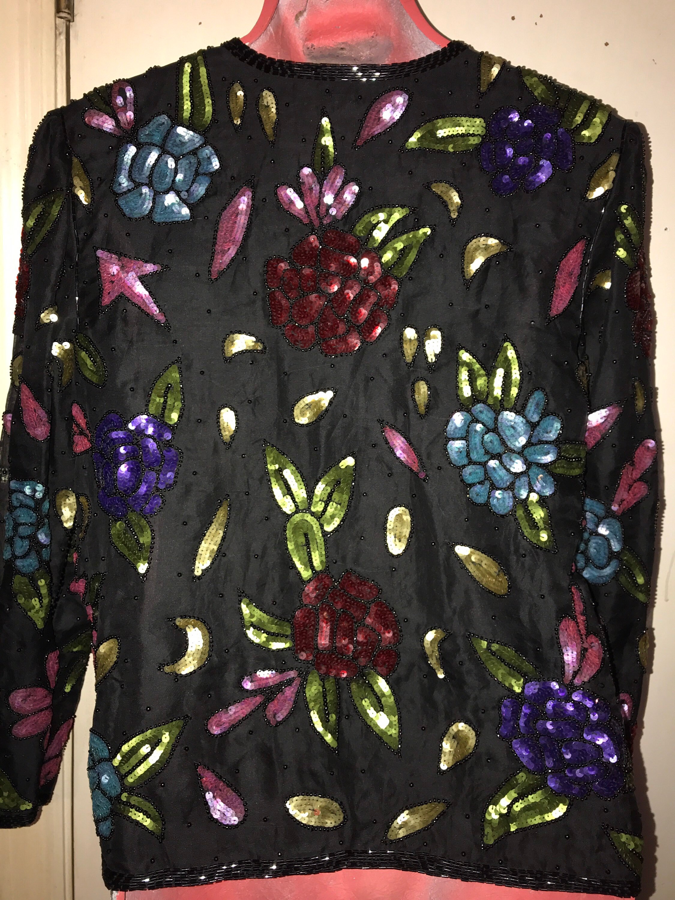 Vintage Scala Beaded Sequin Jacket. Beaded Sequin Open Jacket. Silk ...