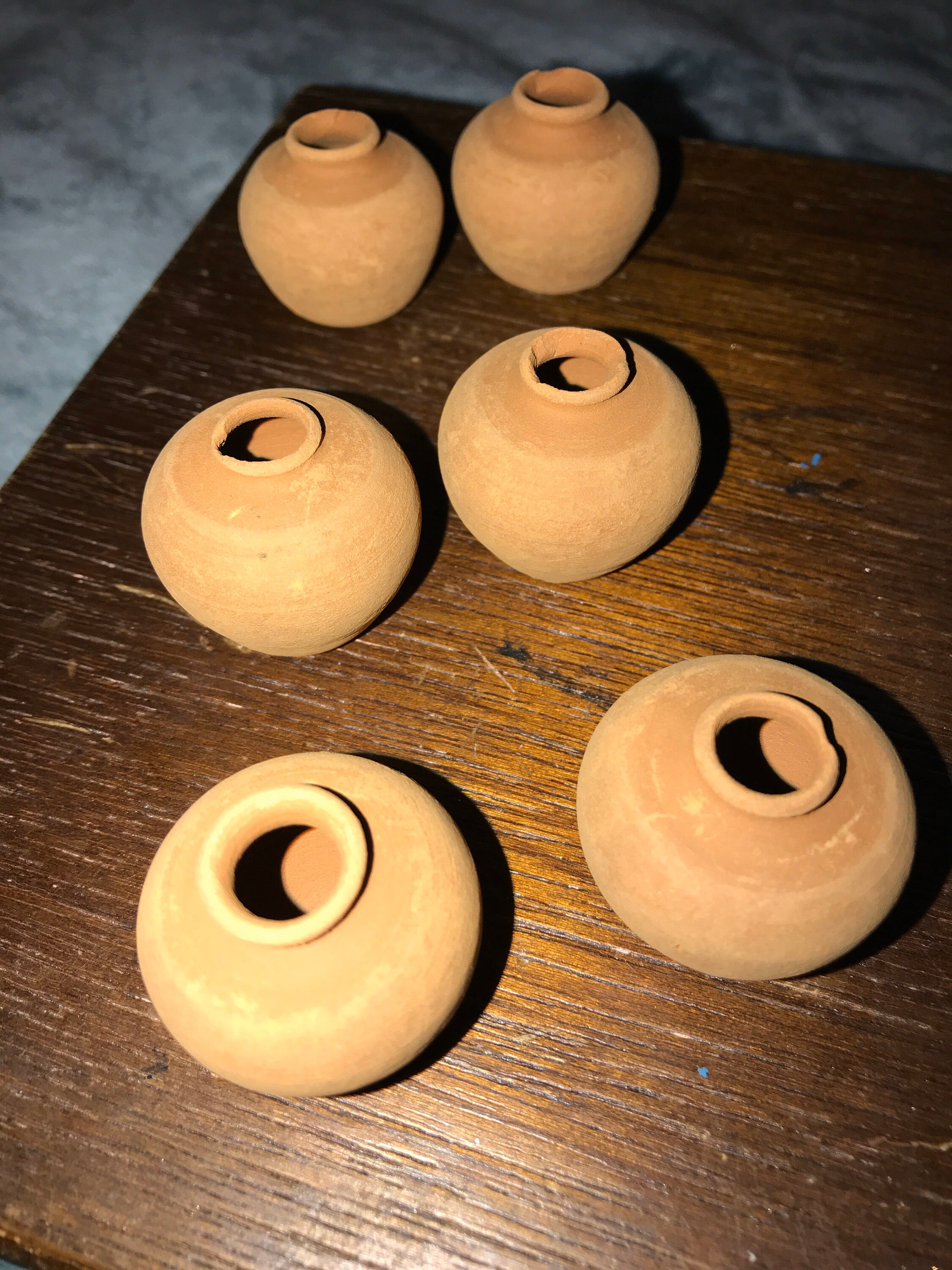 Vintage Doll House. Miniature Clay Pots. Pottery. Set of Two Large Clay ...