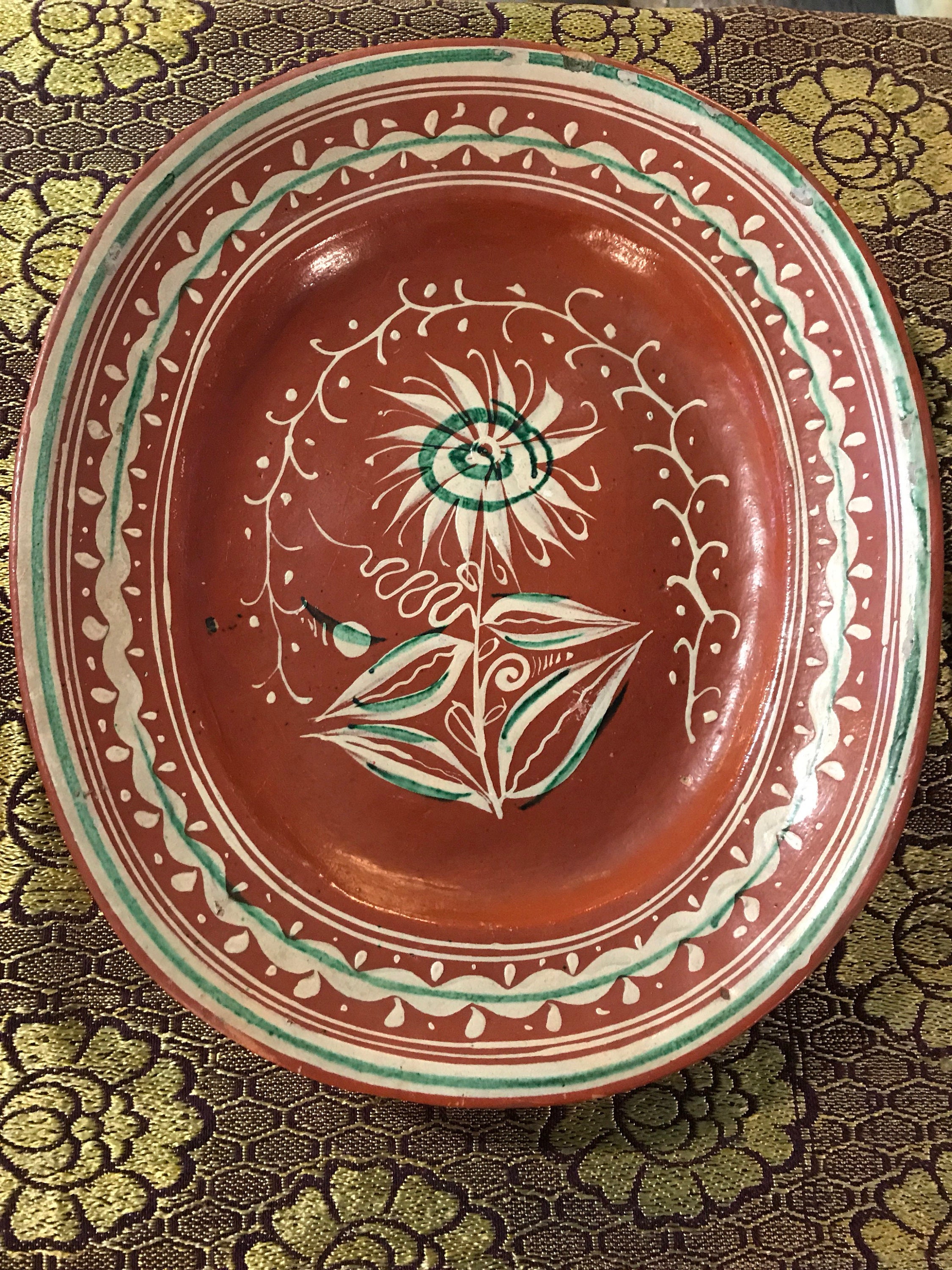 Vintage Mexican Redware Pottery. Bandera Redware Pottery Plate With ...