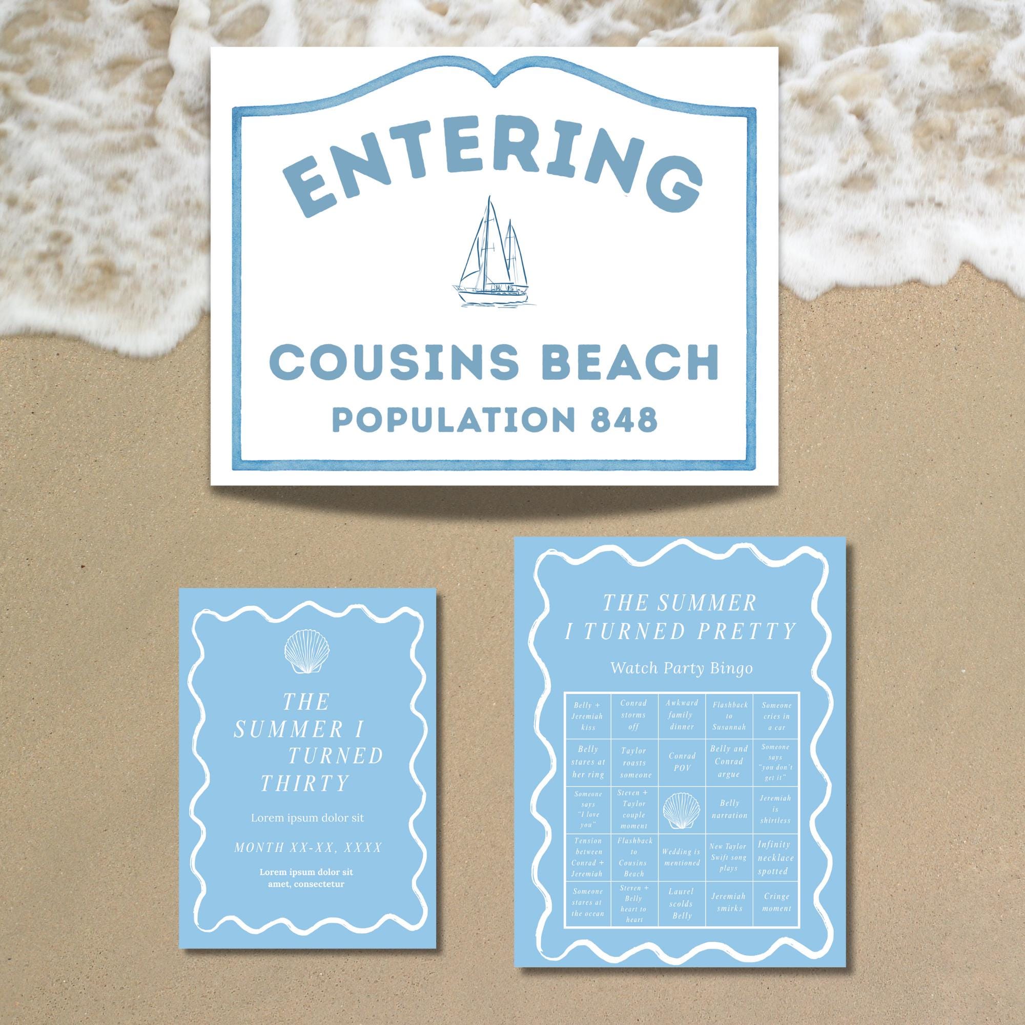 TSITP Party Bundle: Editable Invitation, Bingo, Cousins Beach Sign ...