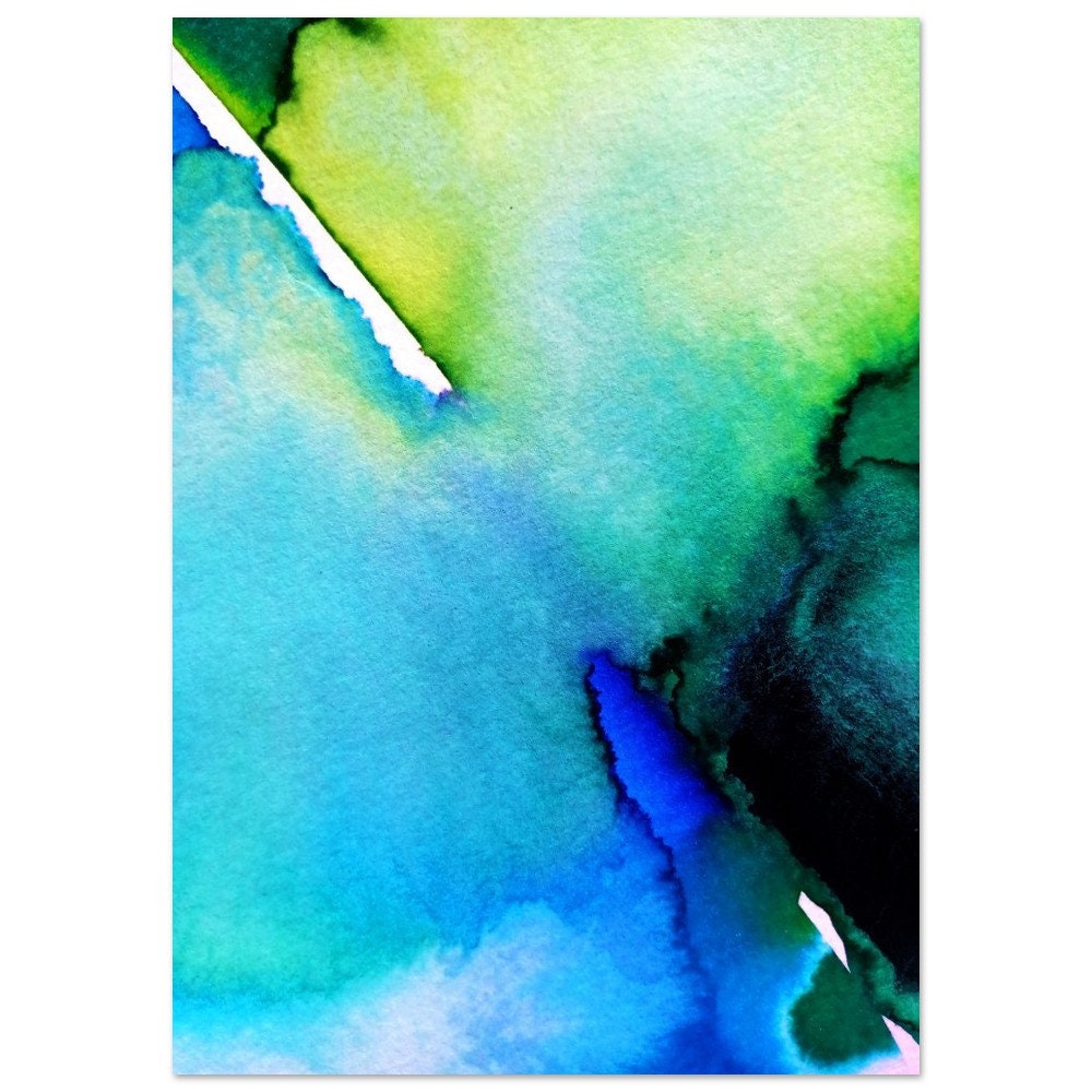 Blue Green Watercolor Abstract Art Print 1 Premium Matte Paper Poster ...