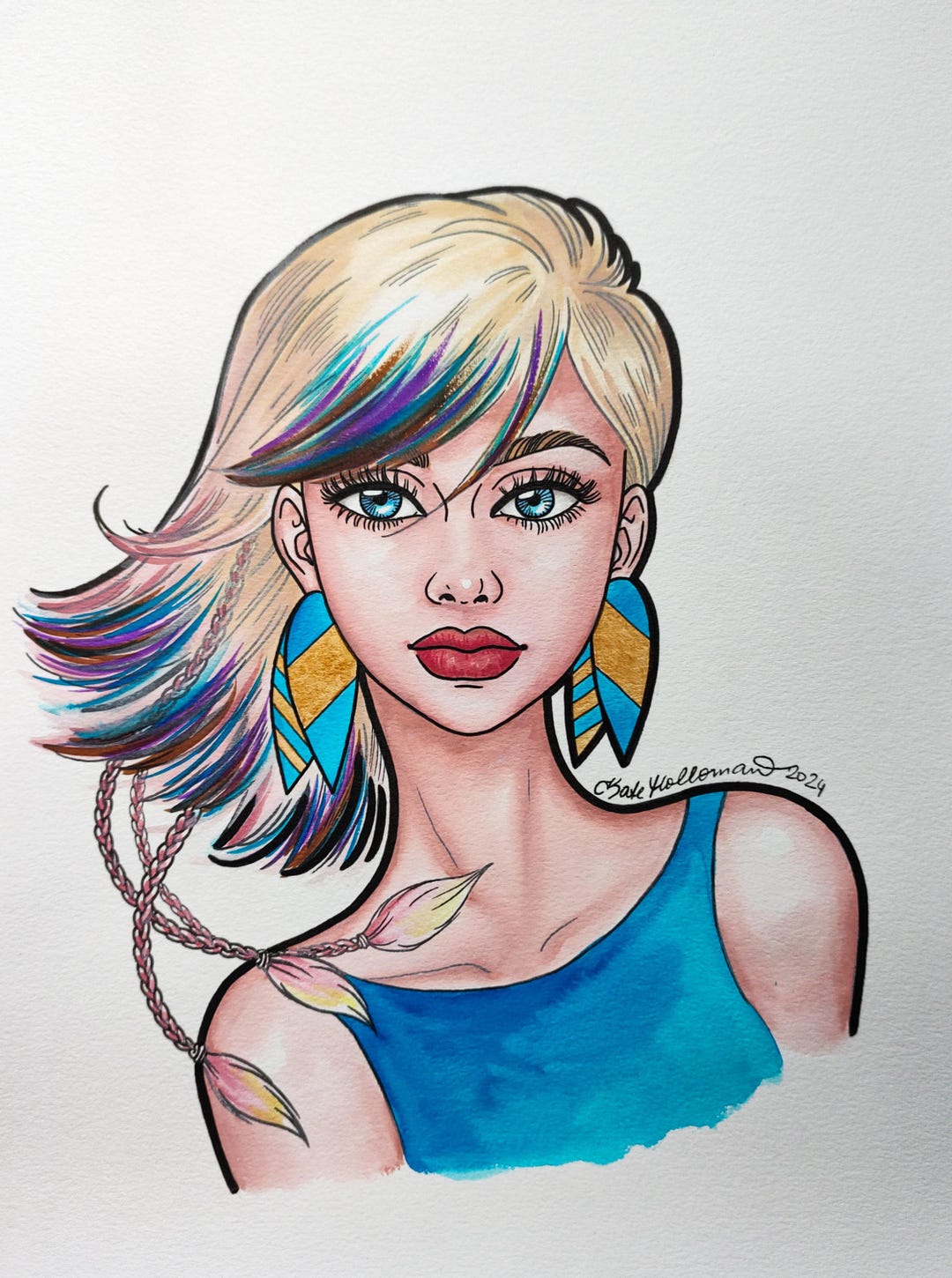 EVELYN - Portrait of a Woman - Original Watercolor Illustration ...