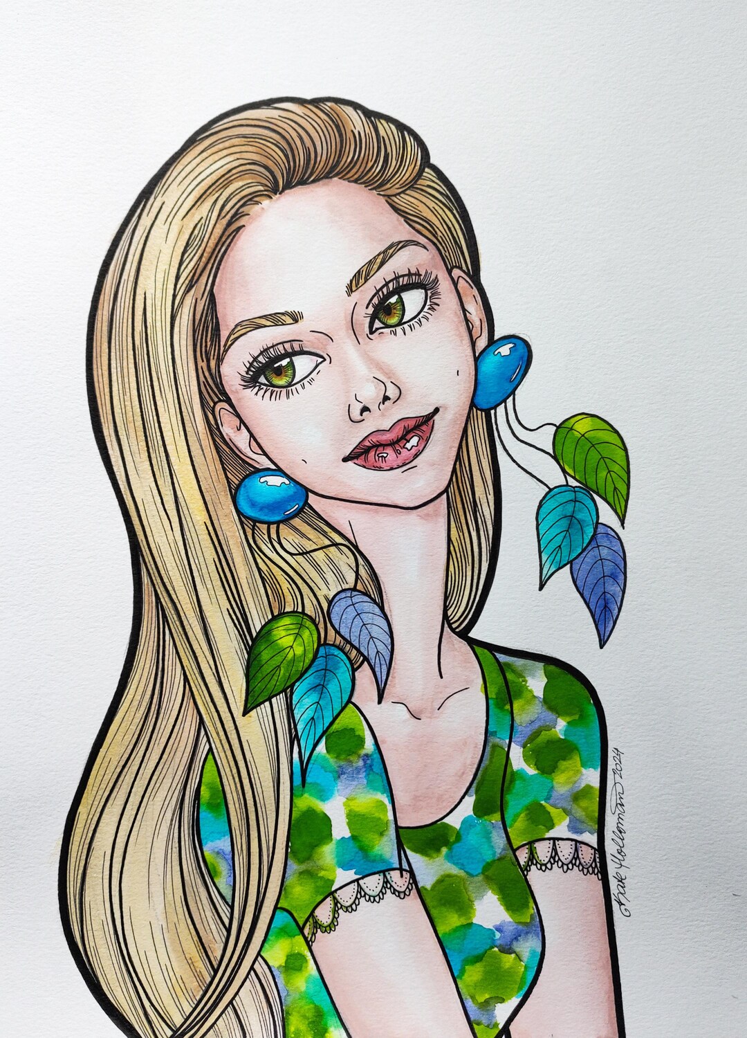 CELINE - Portrait of a Woman - Original Watercolor Illustration ...