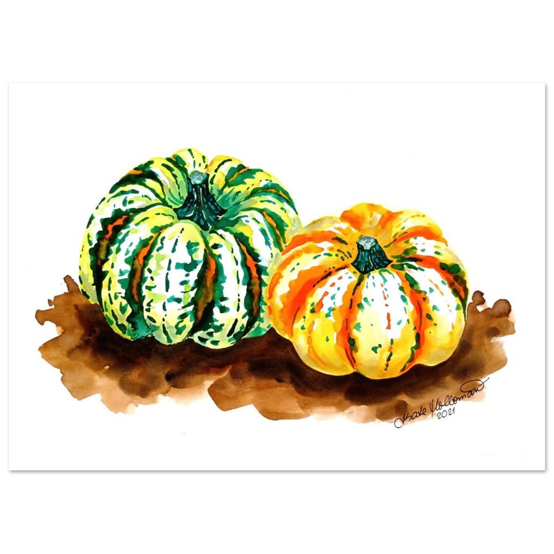 Spotted Pumpkins Watercolor Art Print Premium Matte Paper Poster - Etsy