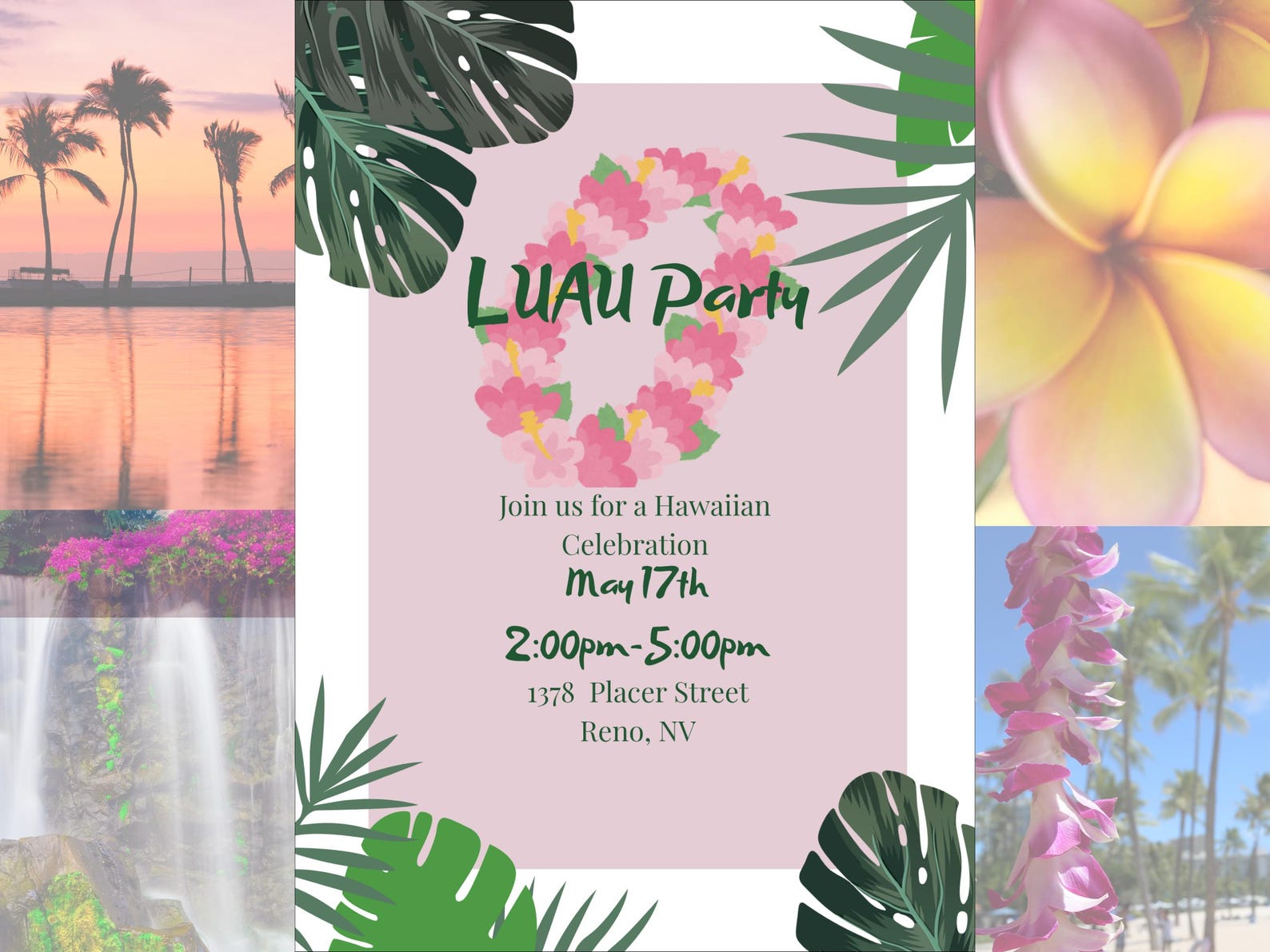 Luau Party Invitation | Tropical Birthday Invite | Editable Canva ...