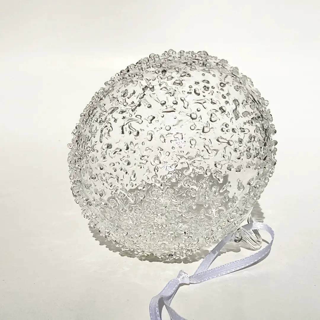 Clear Textured Snowball Blown Glass Ornament - Etsy