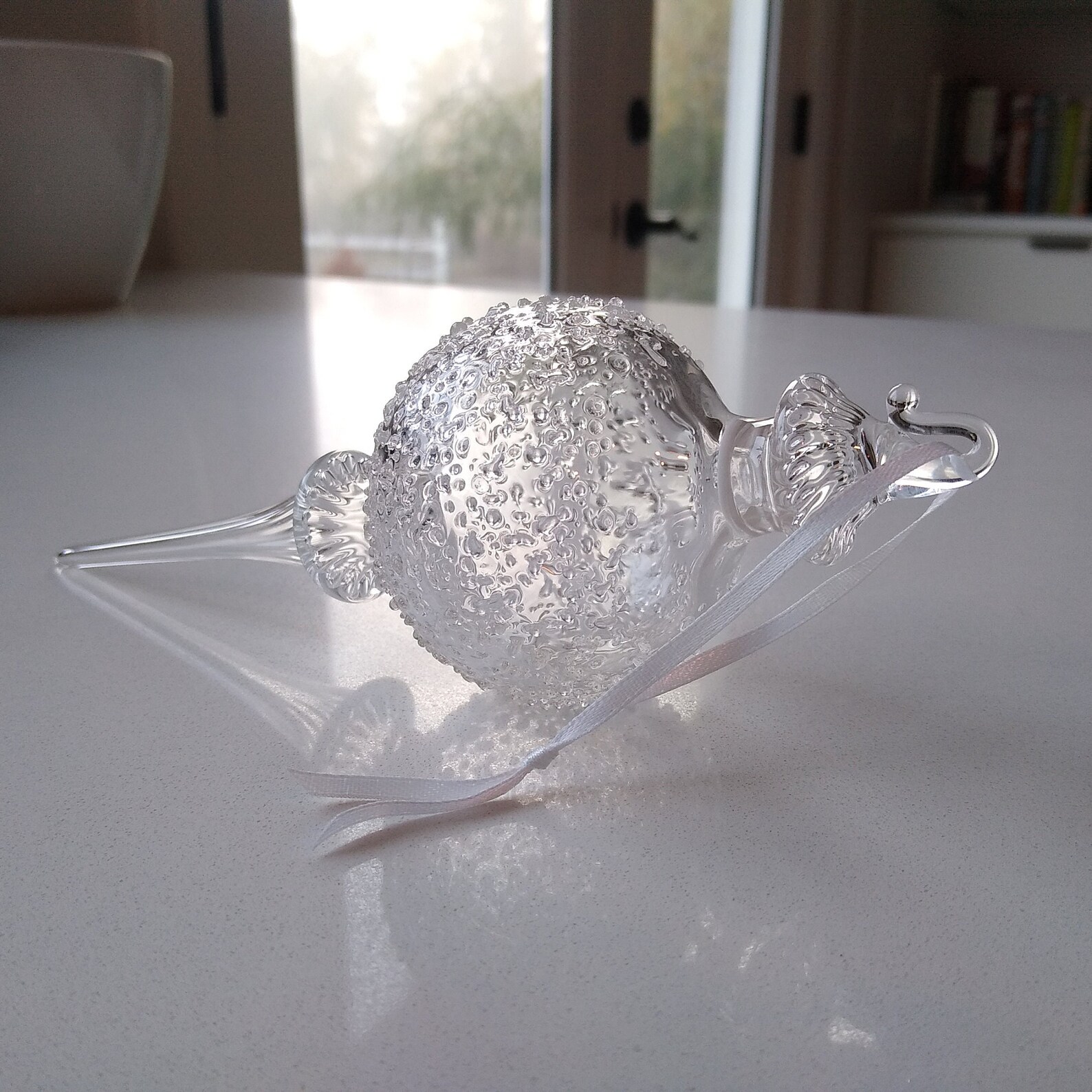 Snowball Blown Glass Needle Ornament - Etsy