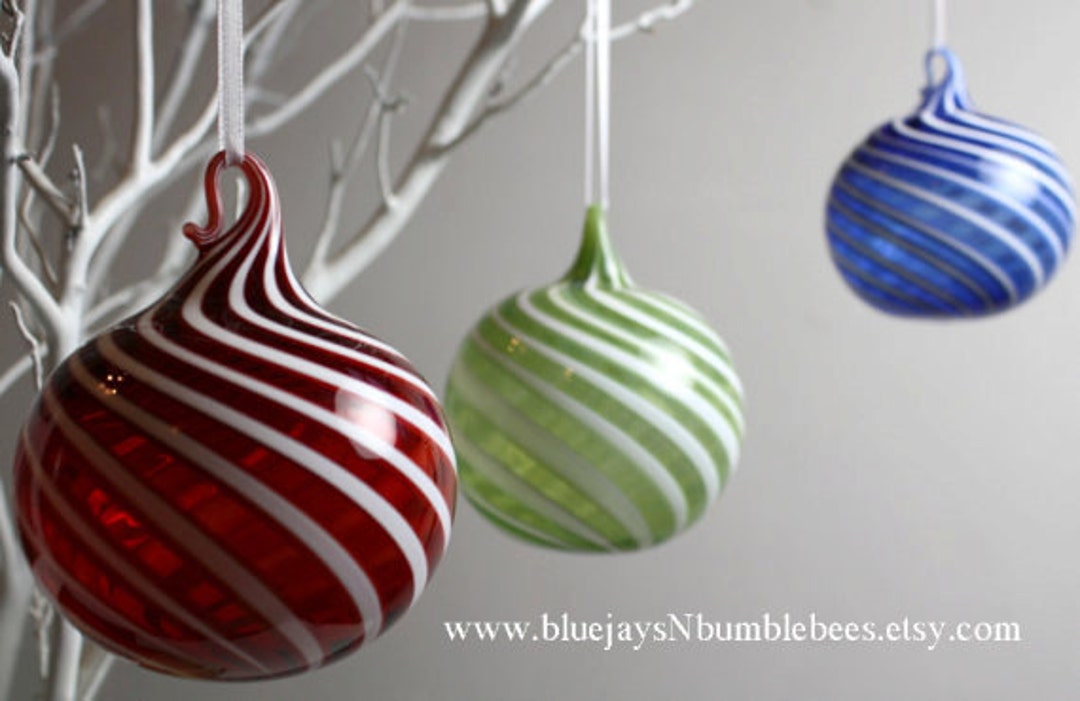 Red Swirl Blown Glass Ornament - Etsy