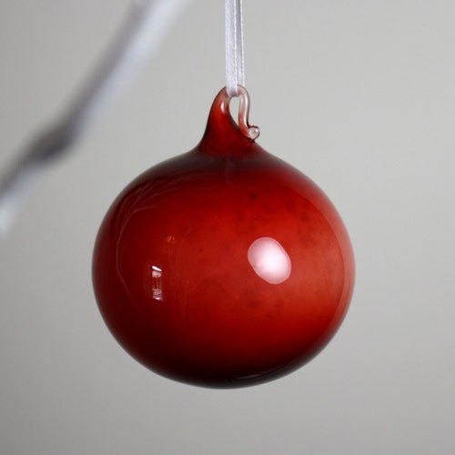 Small Red Swirl Blown Glass Ornament - Etsy