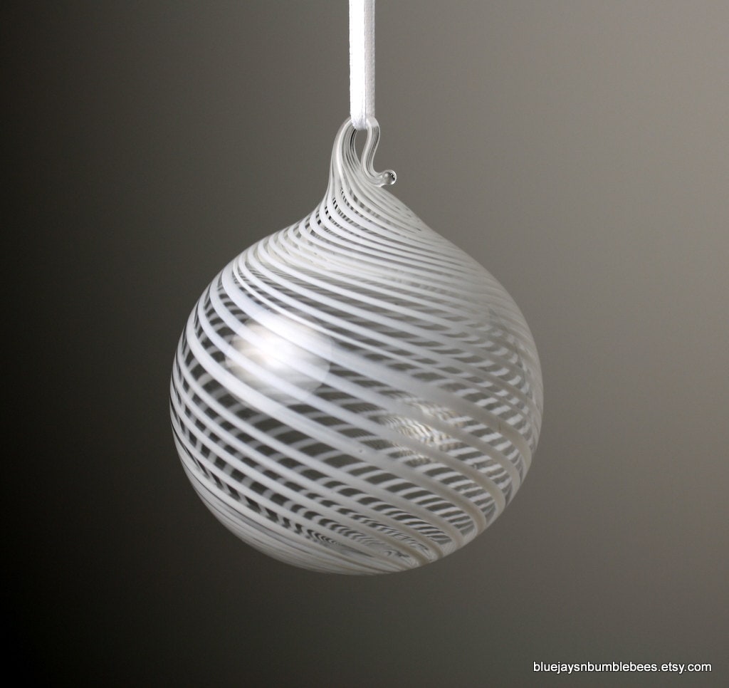 Classy White Spiral Blown Glass Ornament - Etsy