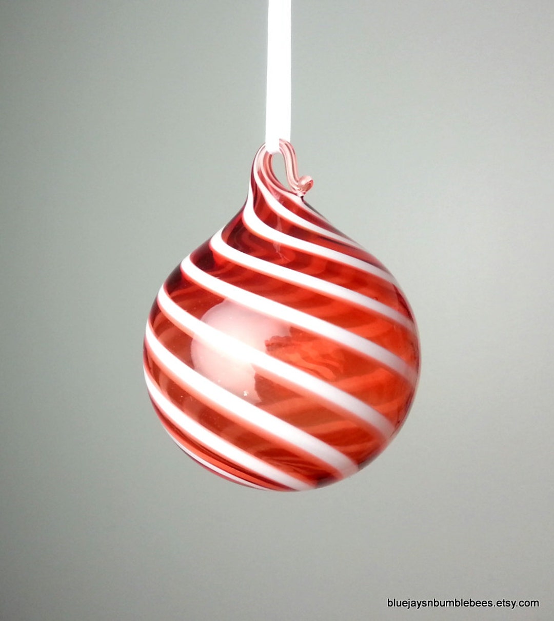 Small Red Swirl Blown Glass Ornament - Etsy