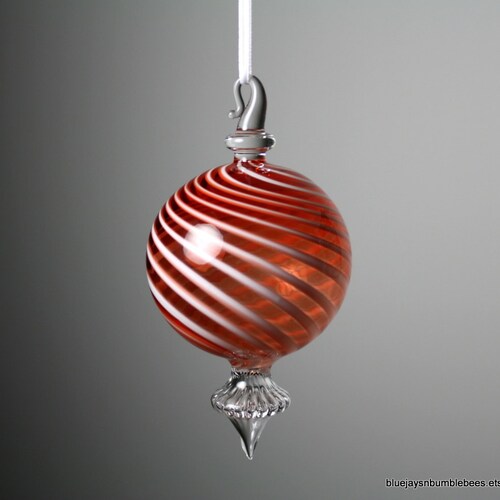 Red Swirl Blown Glass Ornament - Etsy