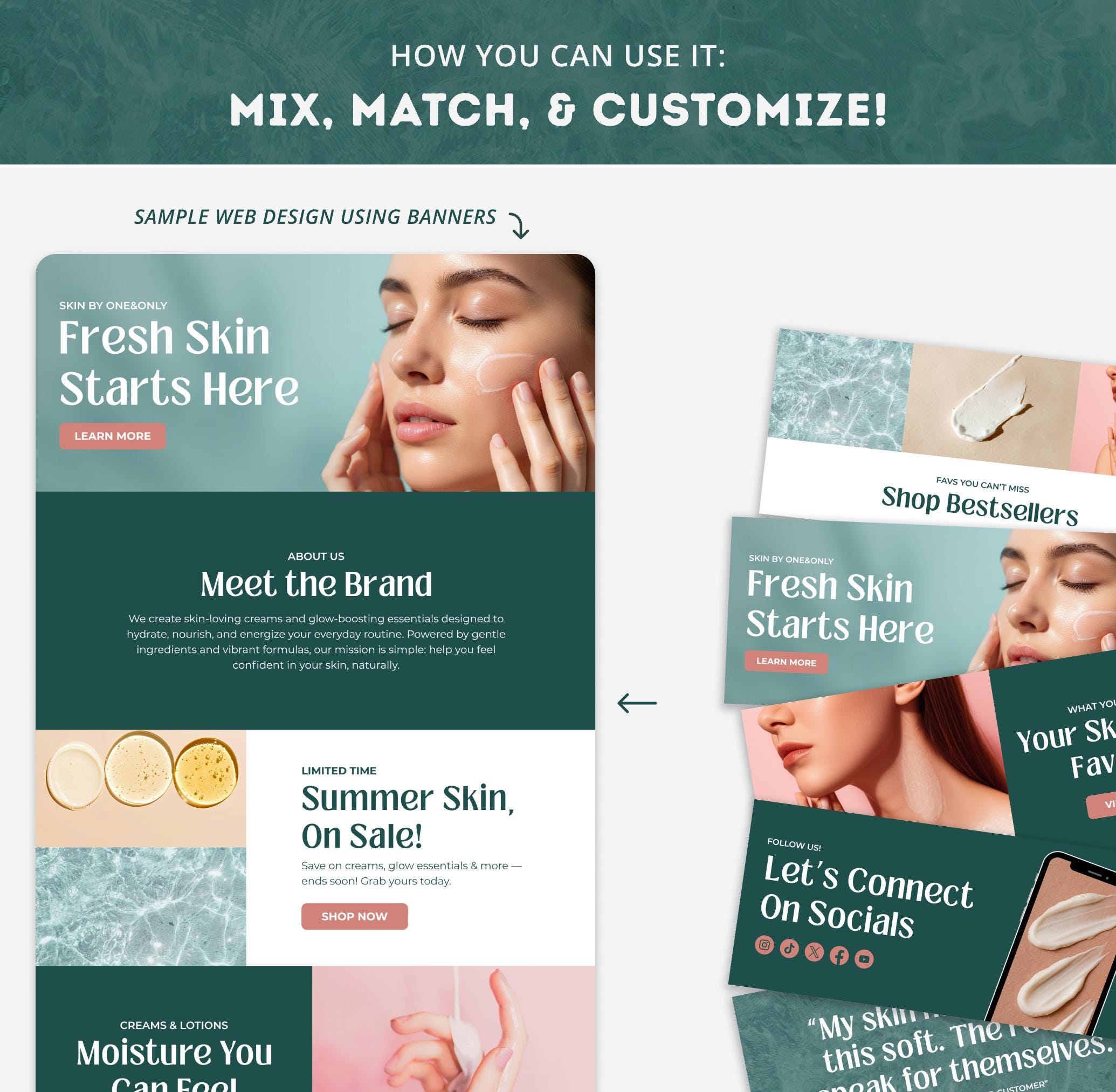Skincare Shopify 10 Web Banners Canva Template Skincare Website ...