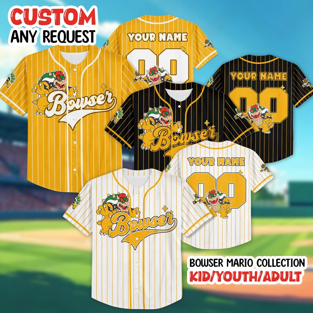 Custom Bowser Super Mario Baseball Jersey, Nintendo Fan Gift - Etsy