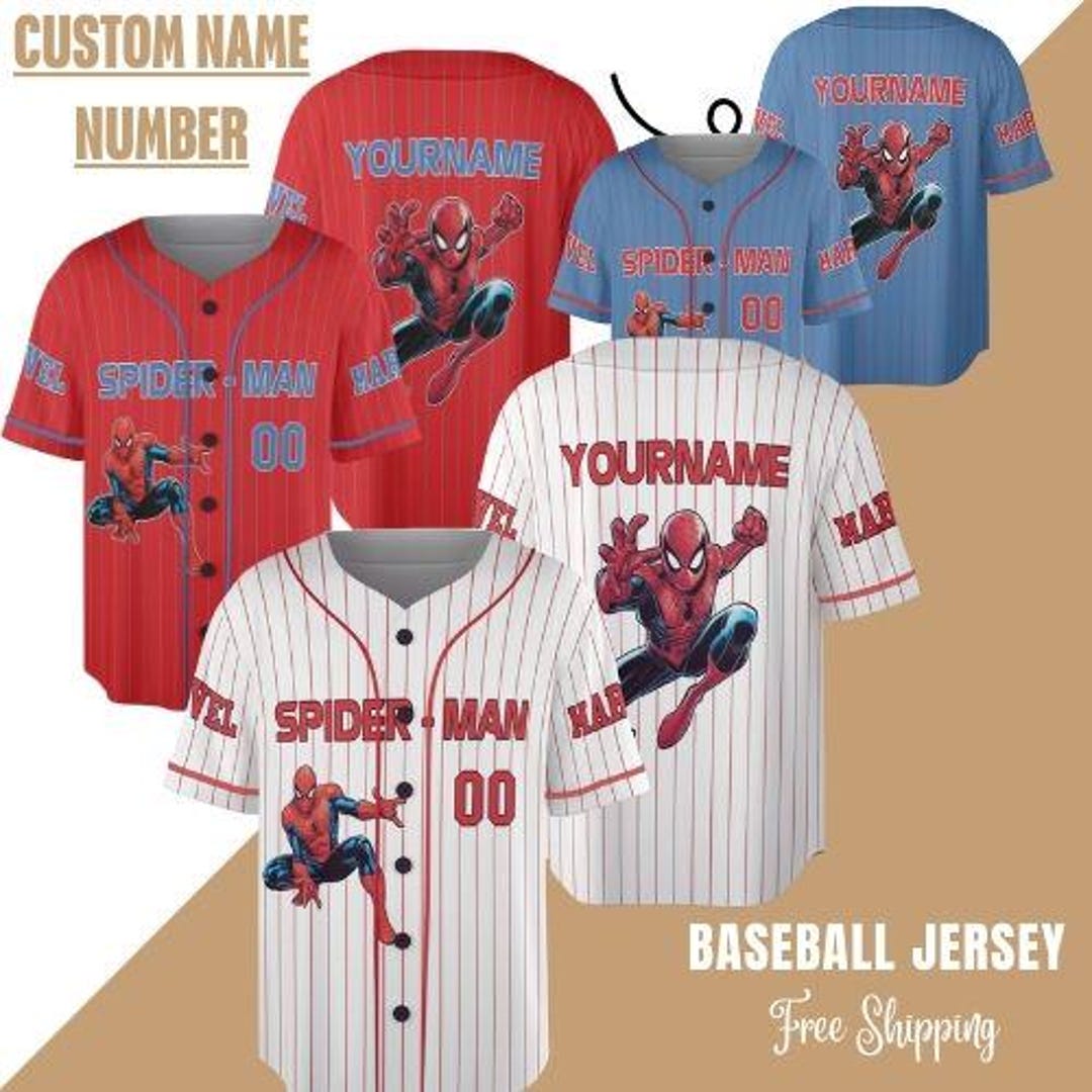 Personalized Spider-man Baseball Jersey, Custom Superhero Jersey ...