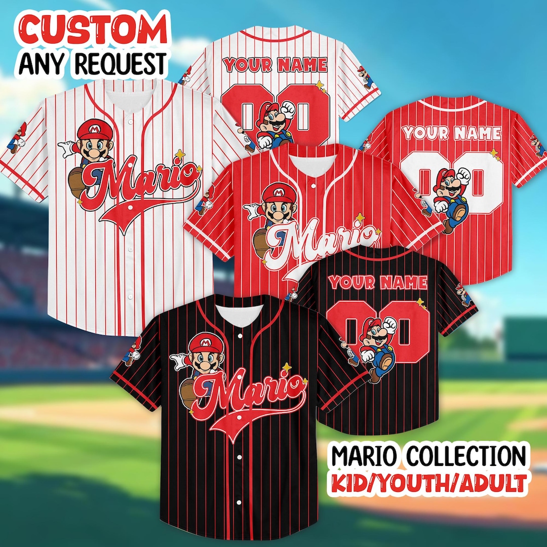 Custom Super Mario Baseball Jersey, Nintendo Super Mario Shirt ...