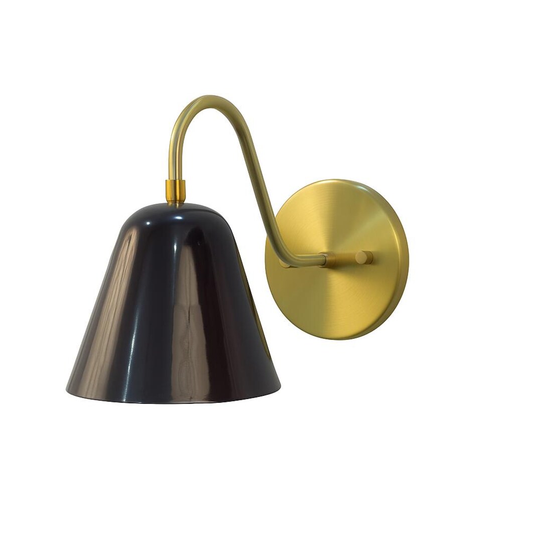Brass Wall Sconce With Deep Red Cone Shade | Modern Bedside Light - Etsy