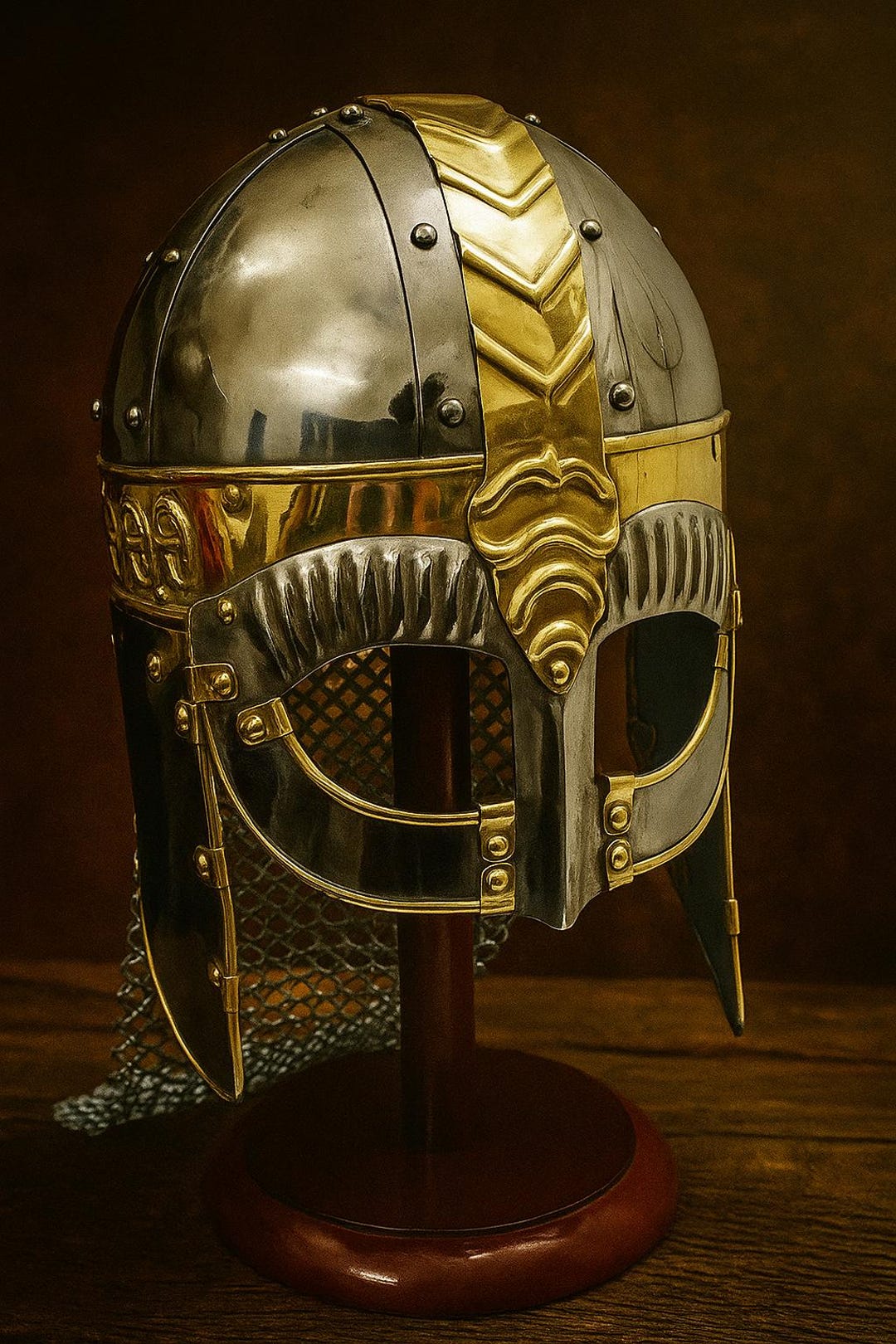 Buy Viking Mask Helmet With Chain Mail Medieval Armor Role Play Costume ...