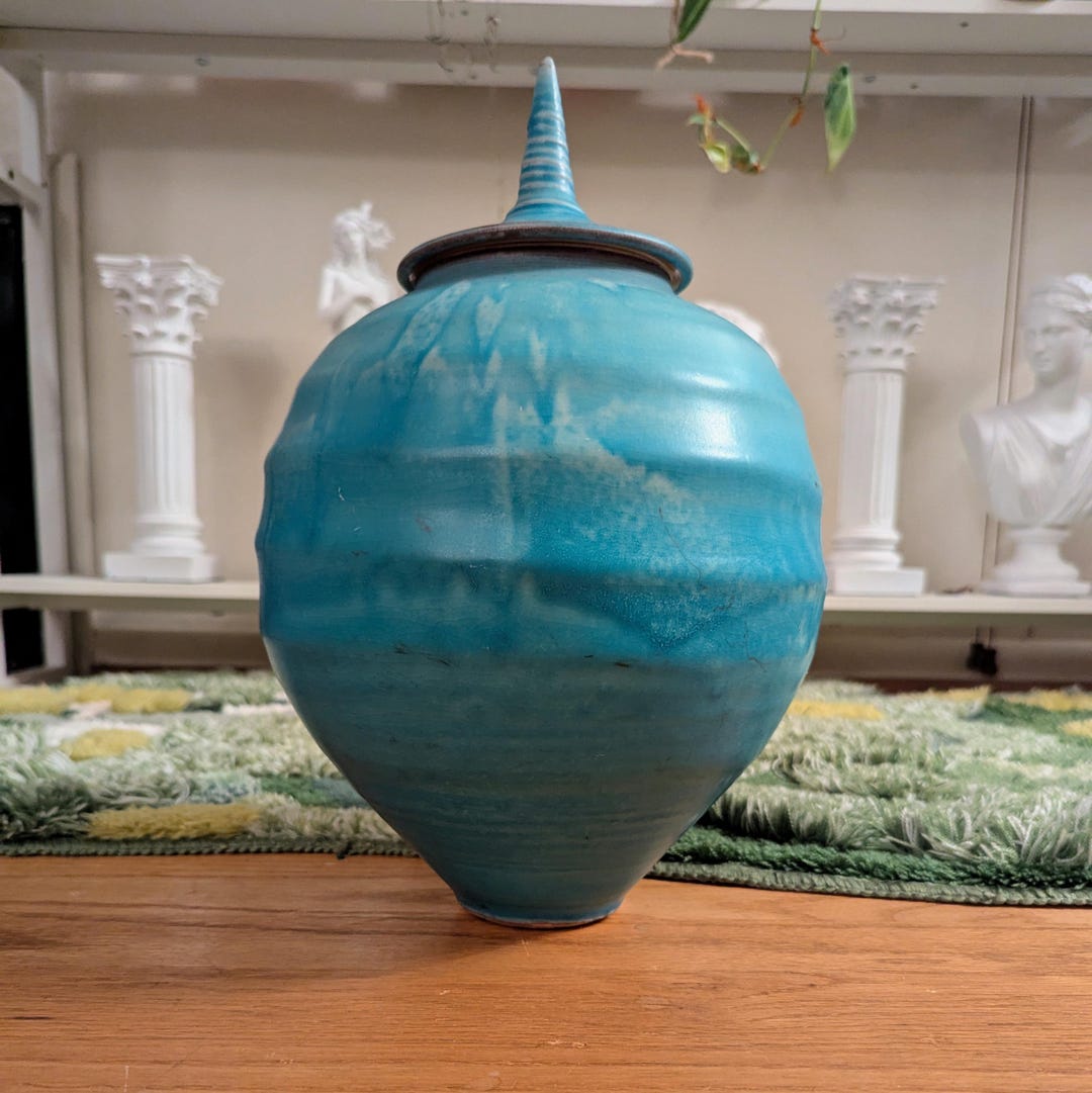 Cerulean Vase With Lid, Large Wheel Thrown Ceramic - Etsy