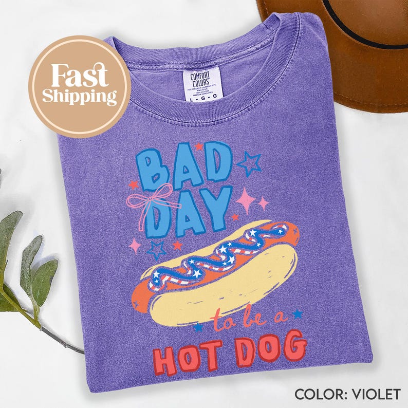 Funny Hot Dog Patriotic Shirt – Bad Day to Be A Hot Dog Tee, Americana ...
