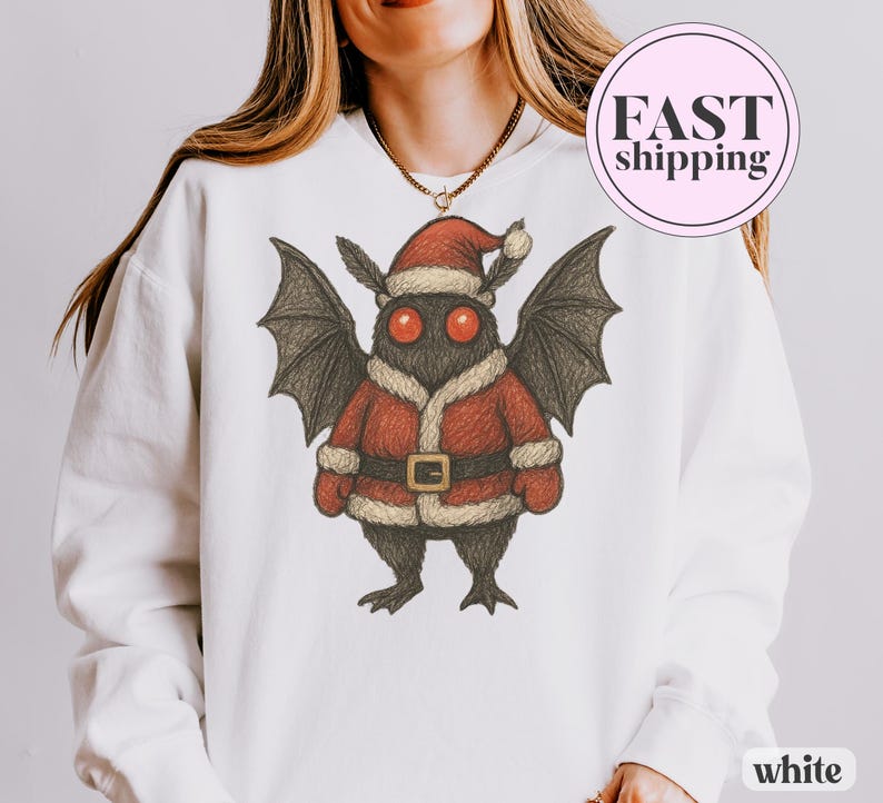 Mothman Christmas Sweatshirt Funny Cute Cryptid Gift Idea. Fantasy Book ...