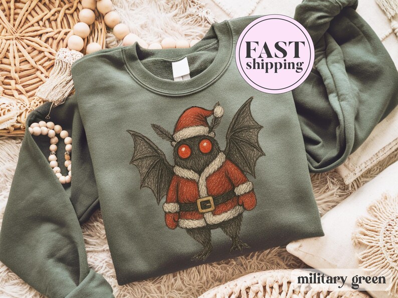 Mothman Christmas Sweatshirt Funny Cute Cryptid Gift Idea. Fantasy Book ...